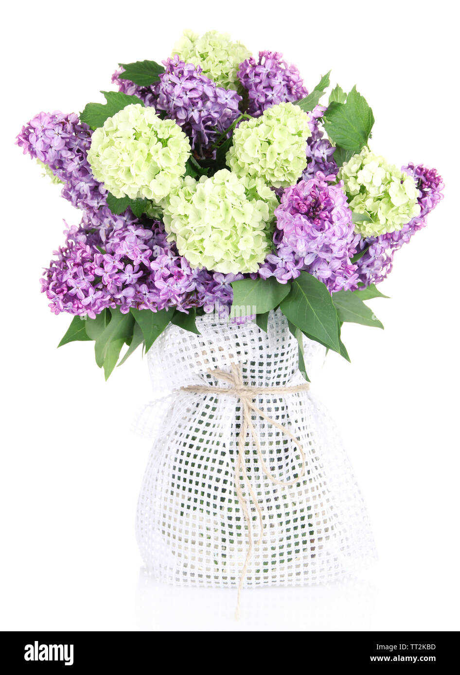 Beautiful spring flowers in vase isolated on white Stock Photo - Alamy