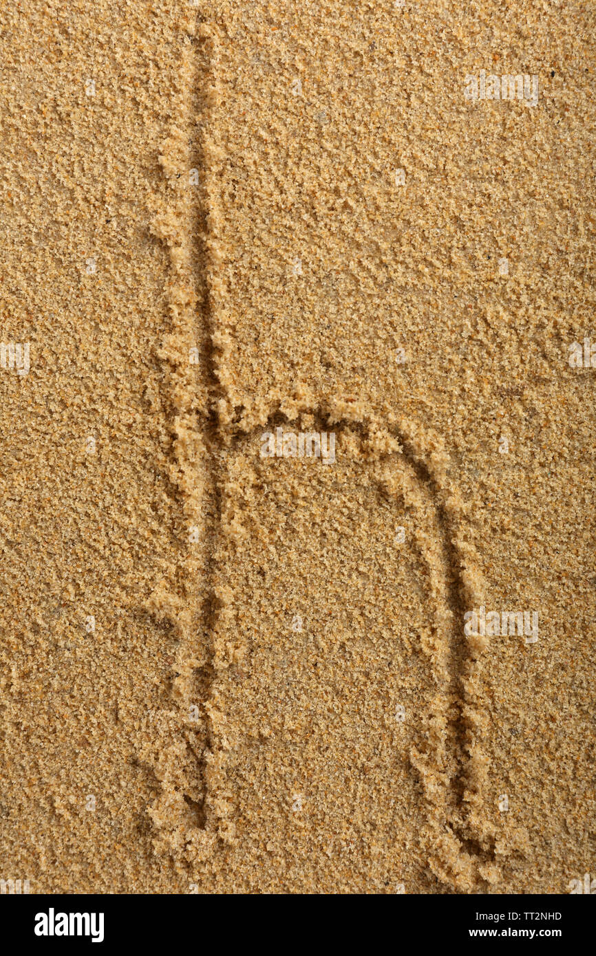 Alphabet letter written on wet beach sand Stock Photo - Alamy