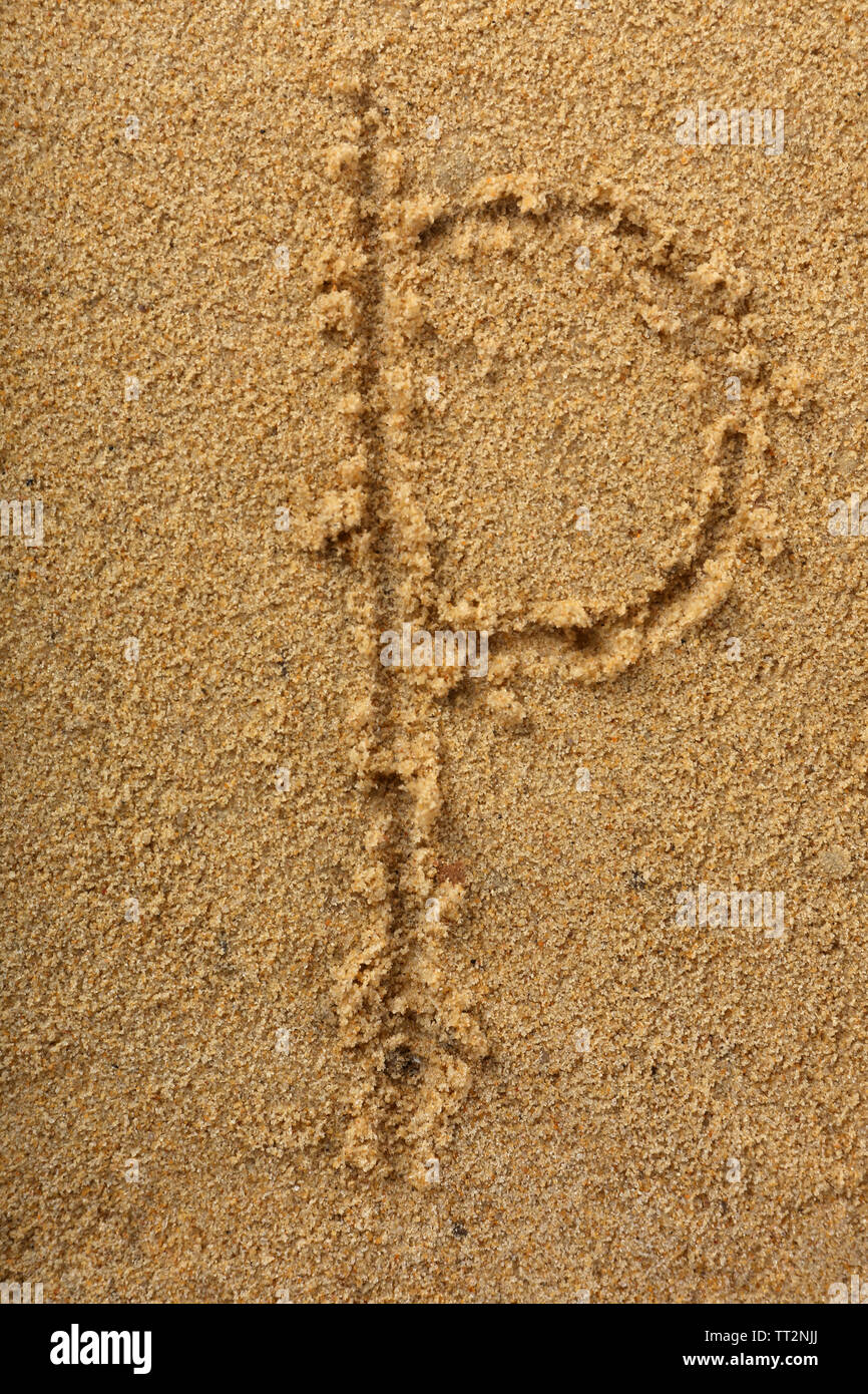 Letter alphabet written on sand hi-res stock photography and images - Alamy