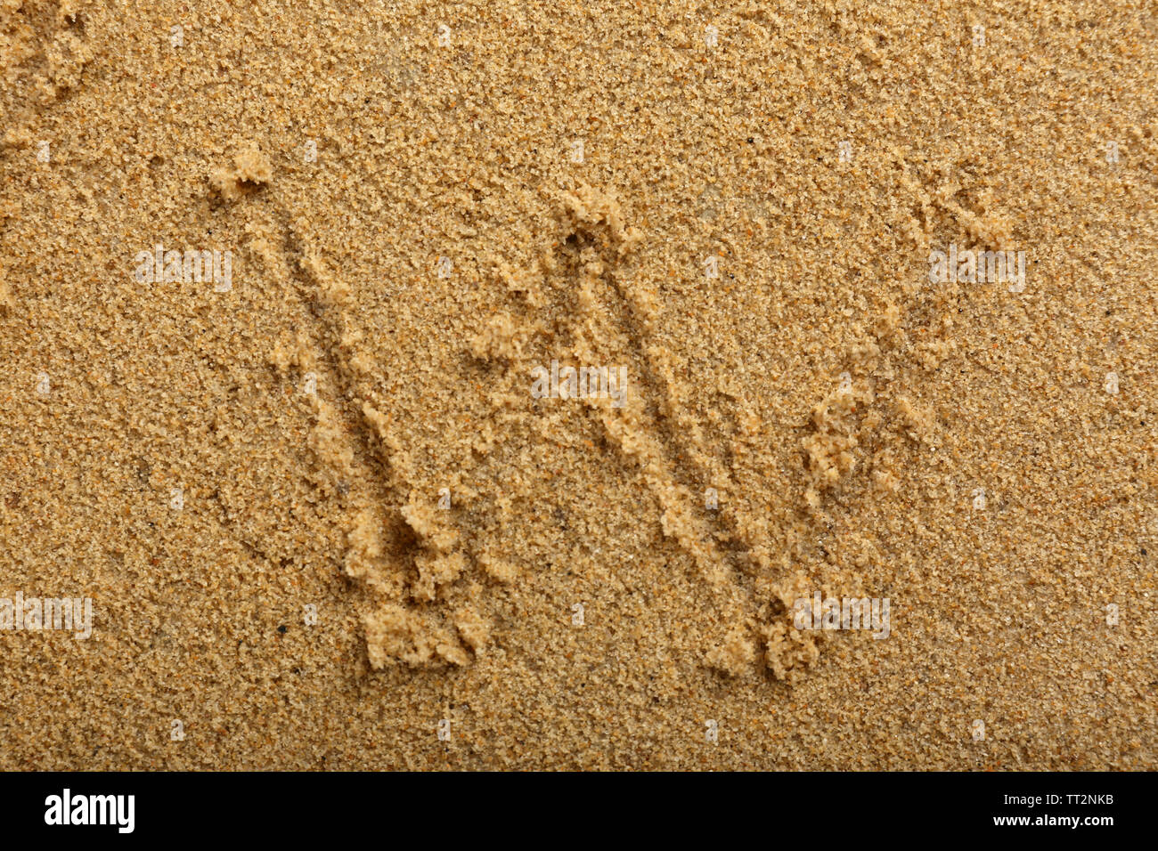 Alphabet letter written on wet beach sand Stock Photo - Alamy