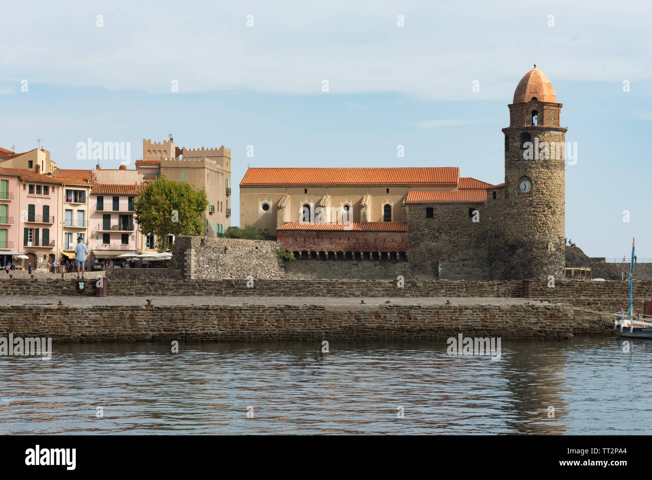 Old town of Collioure, France, a popular resort town on Mediterranean ...
