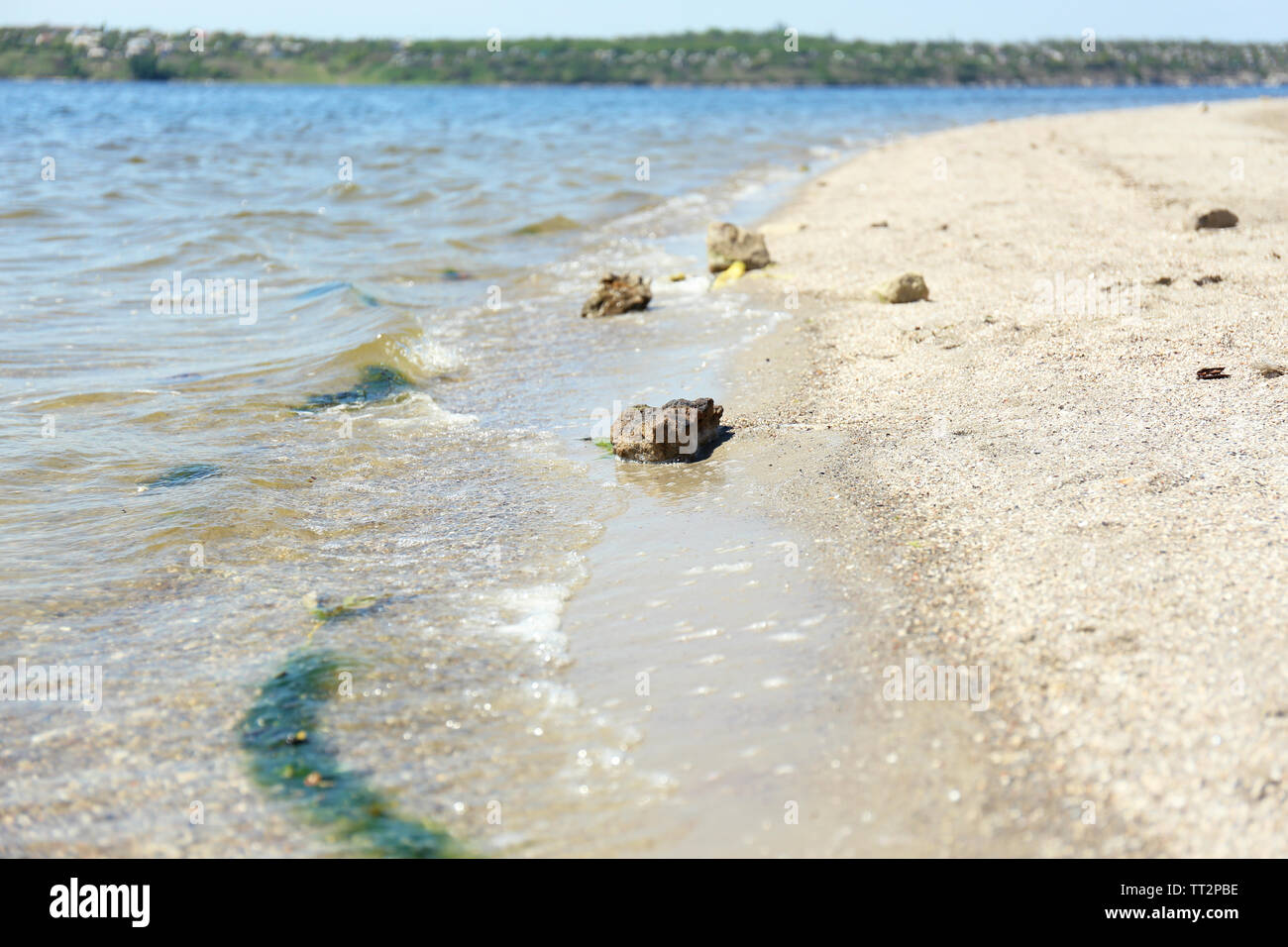 Beach with river Stock Photo - Alamy
