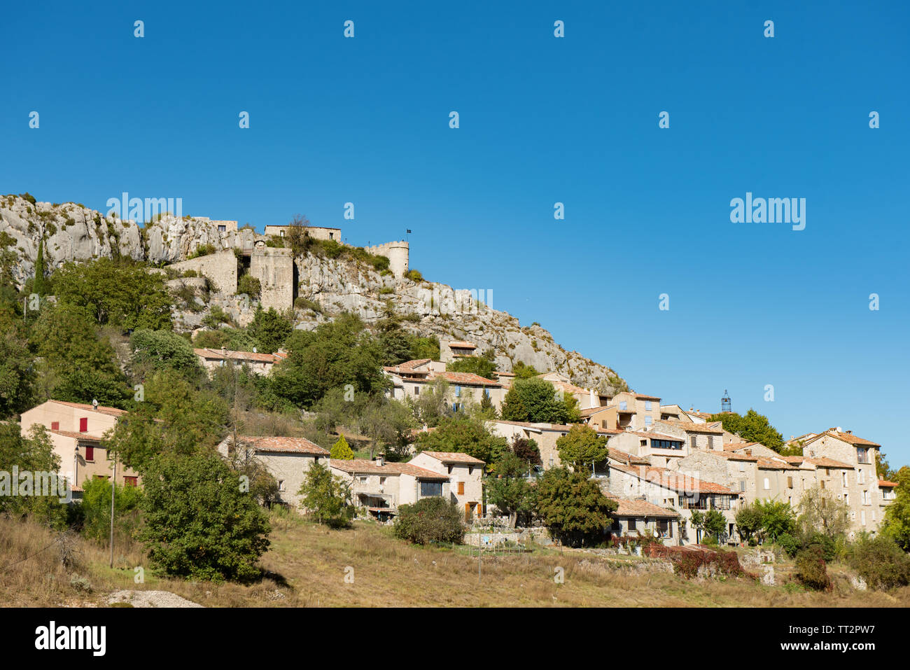Beautiful view at Trigance village in Provence aera, France Stock Photo ...