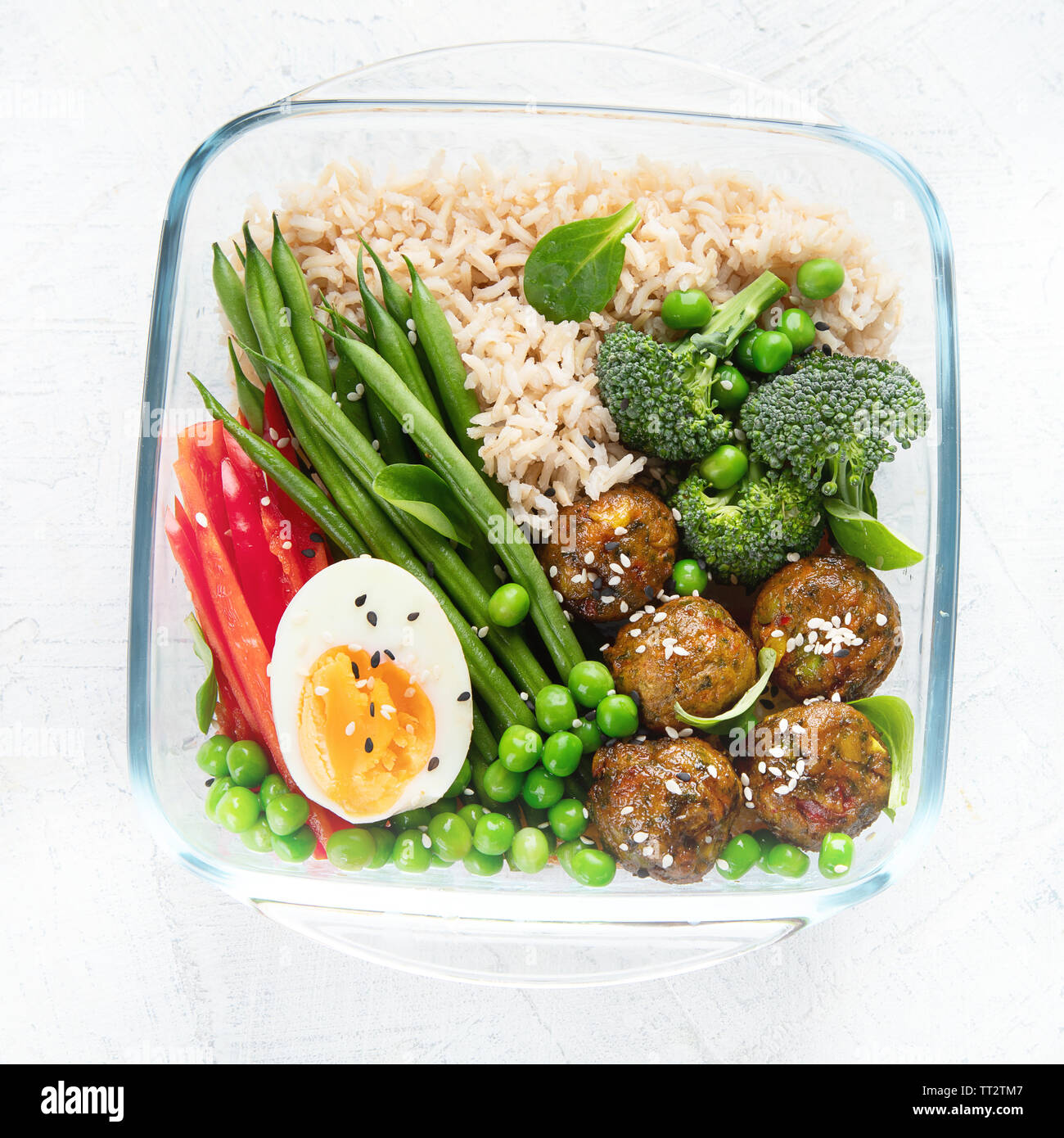 Healthy lunch box. Asian style food. Top view, flat lay Stock Photo - Alamy