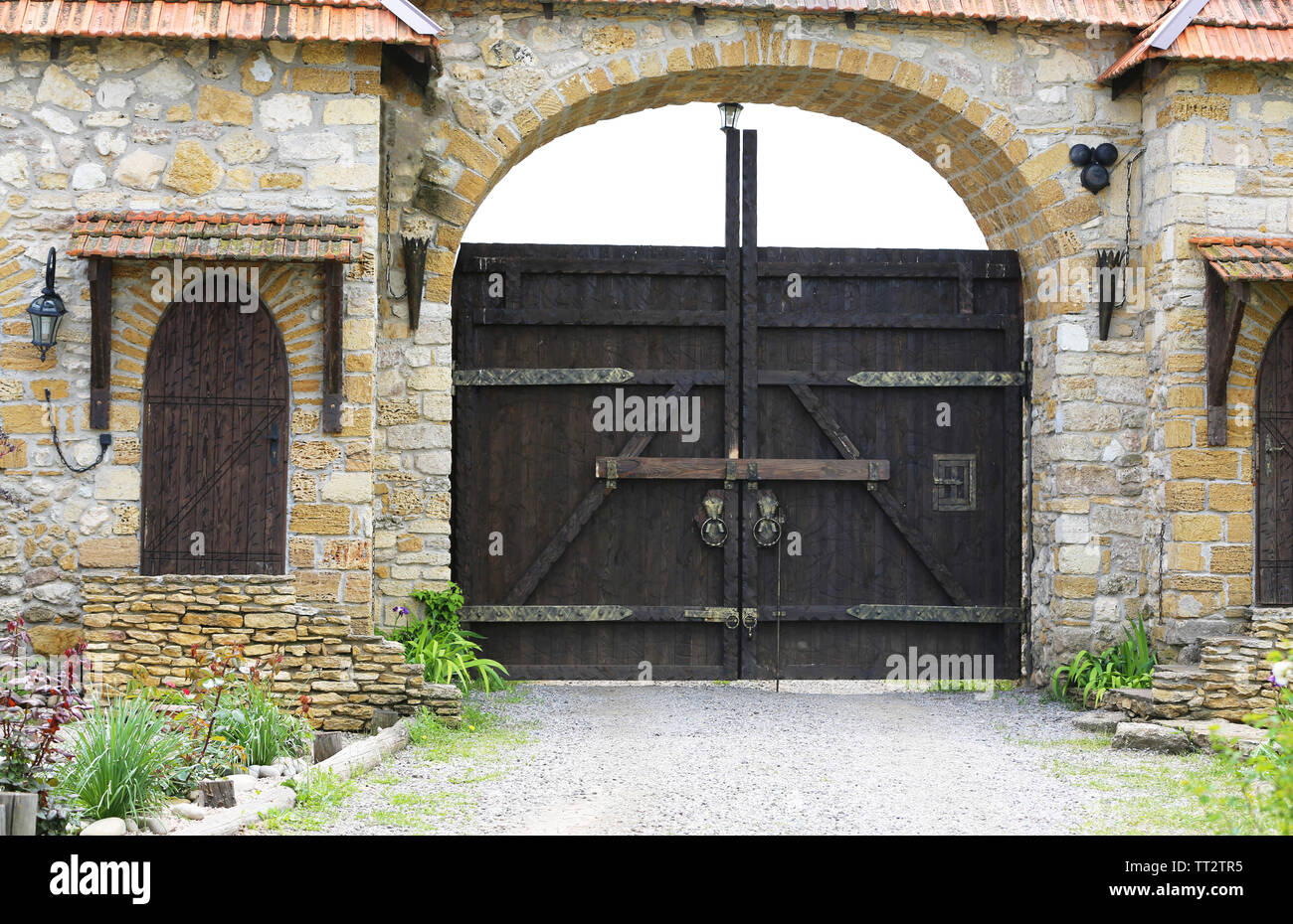 Wooden retro door Stock Photo - Alamy