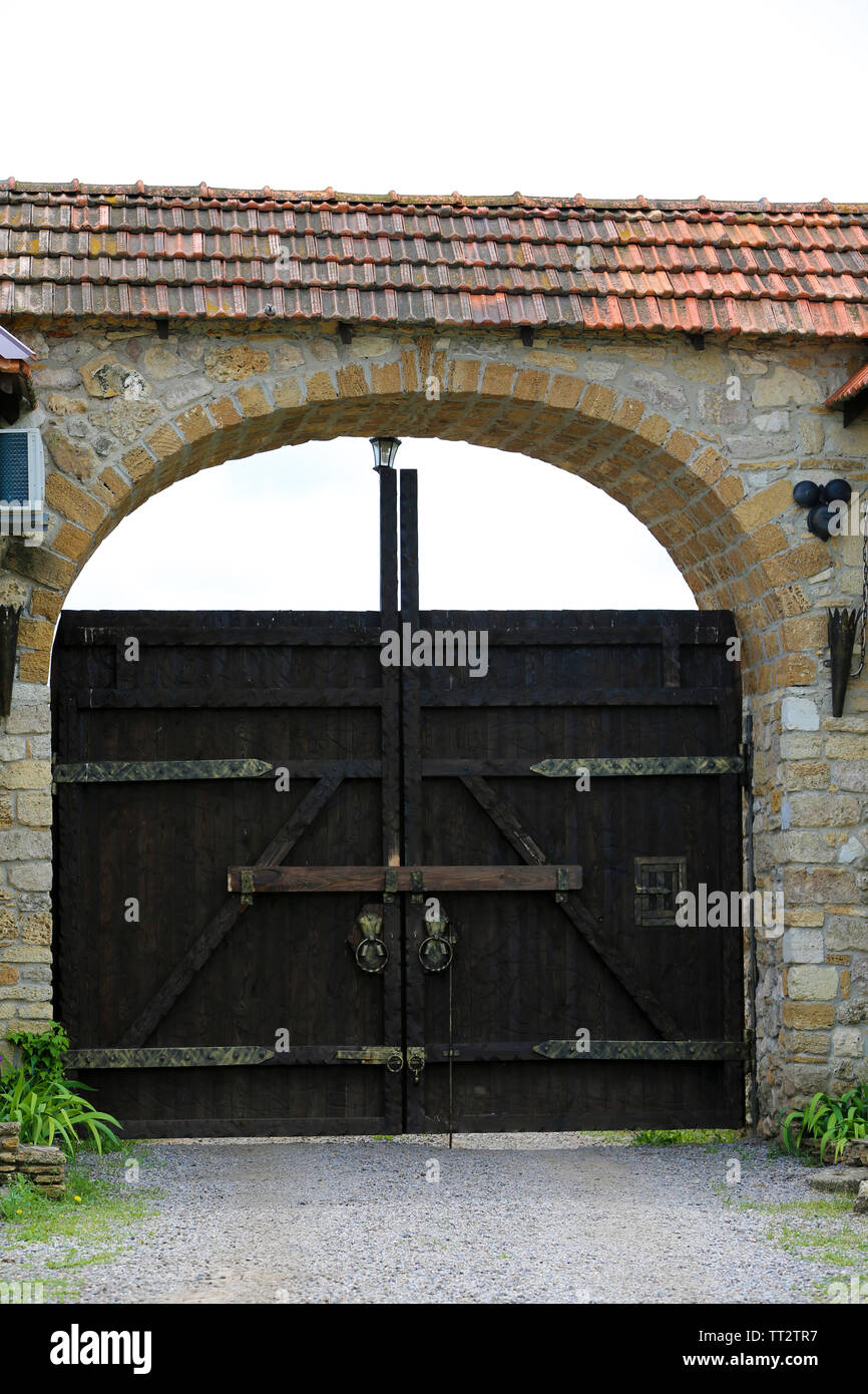 Wooden retro door Stock Photo - Alamy