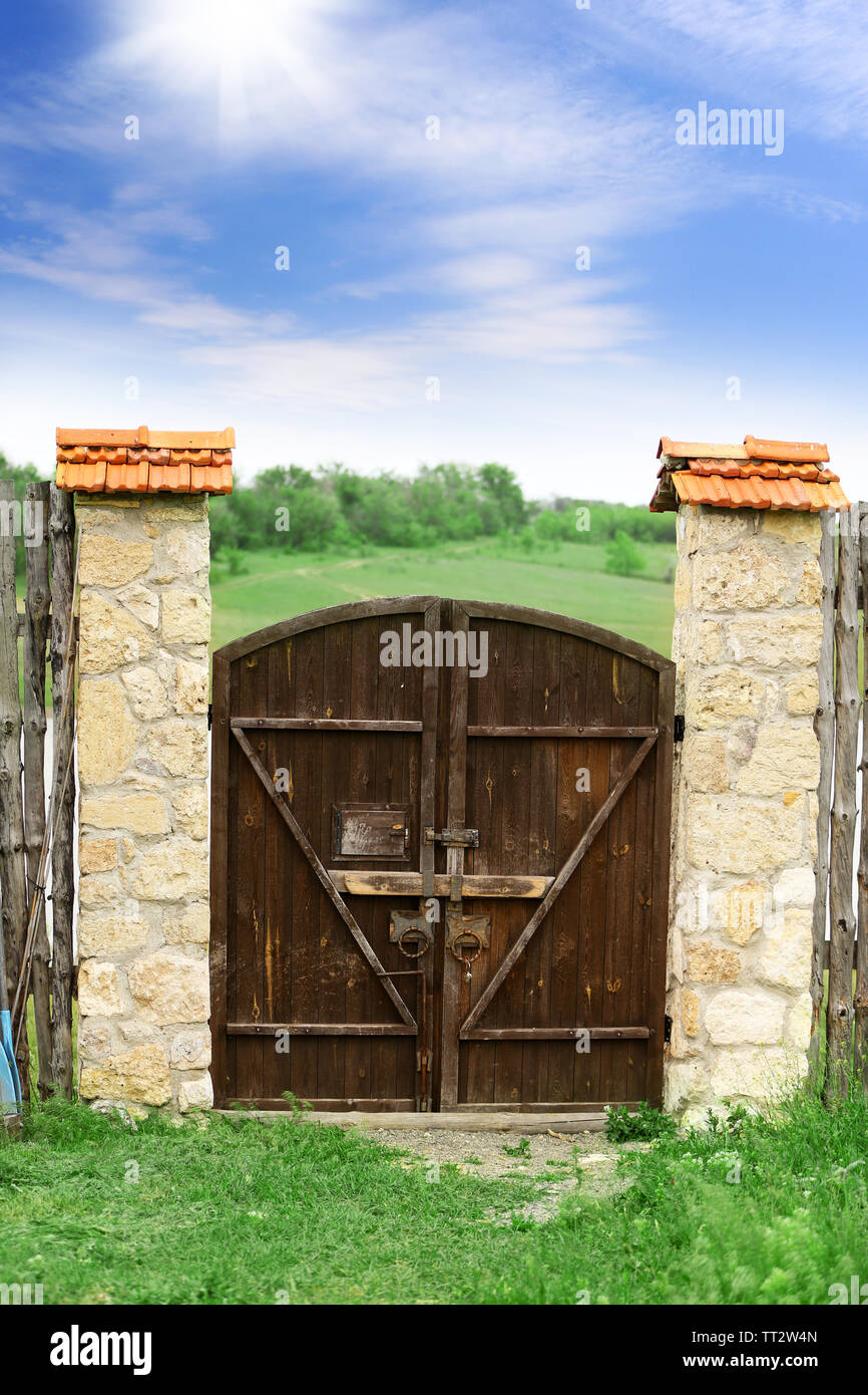 Wooden retro door Stock Photo - Alamy