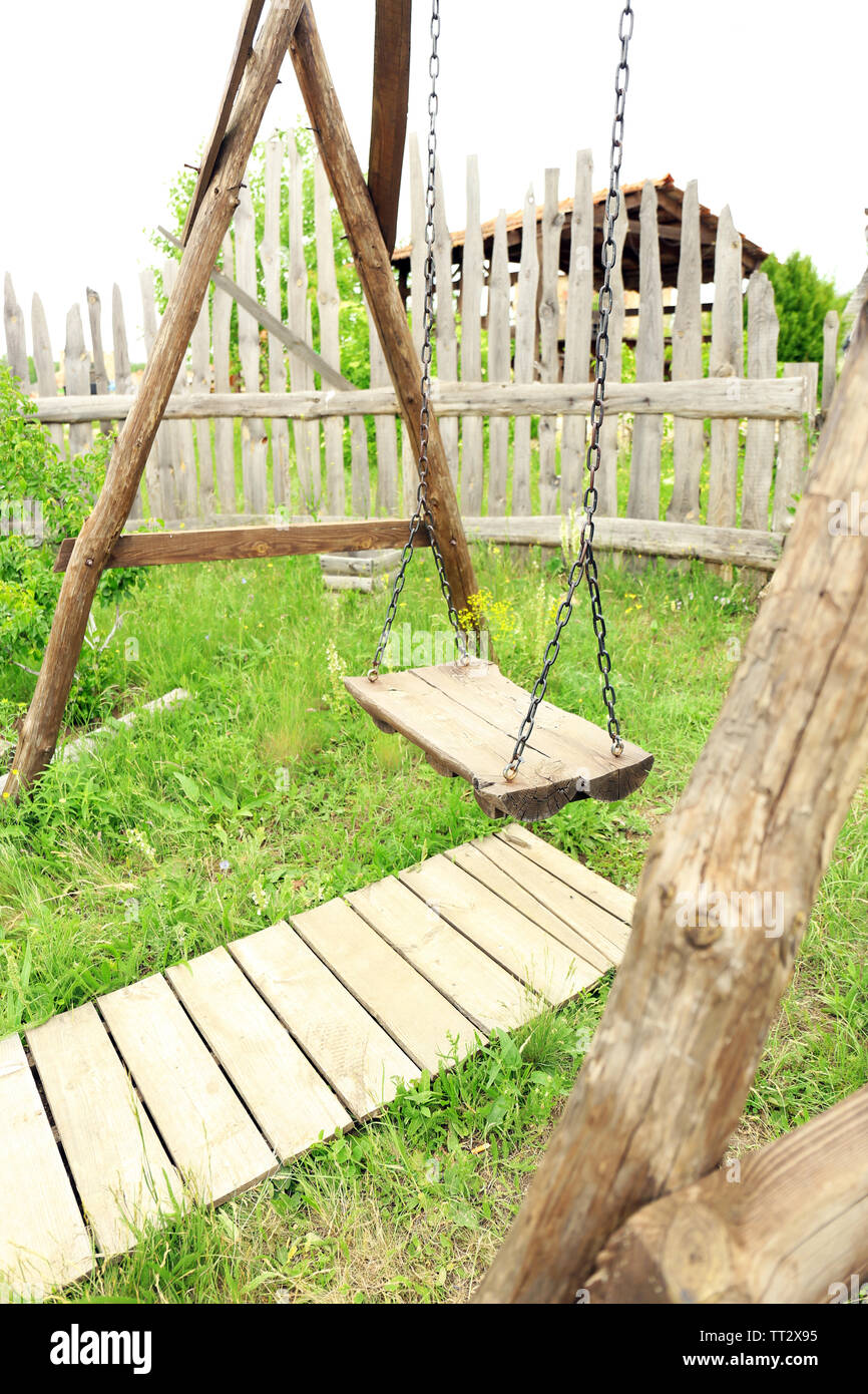 Old wooden swing hi-res stock photography and images - Alamy