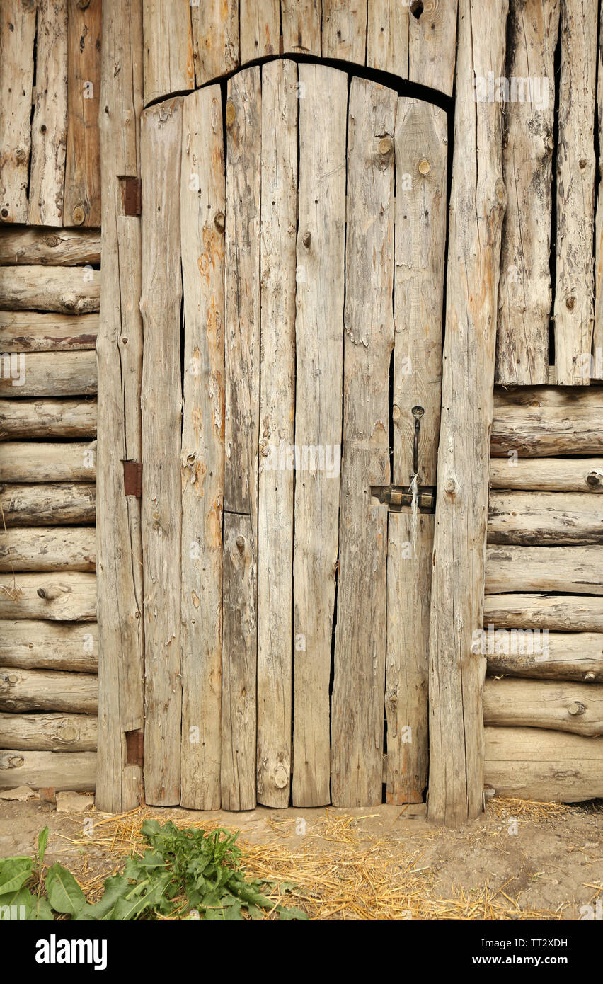 Wooden retro door Stock Photo - Alamy