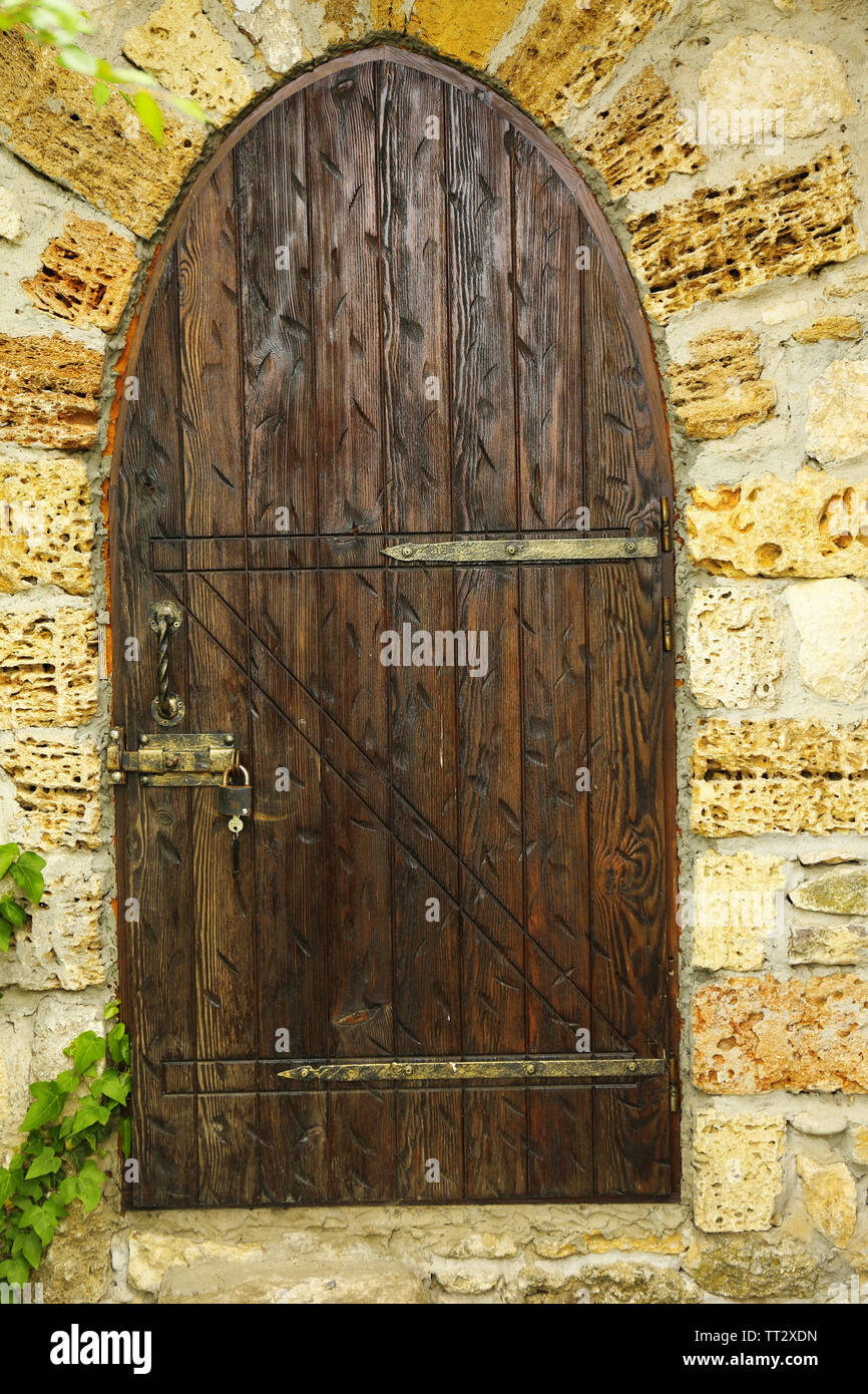 Wooden retro door Stock Photo - Alamy