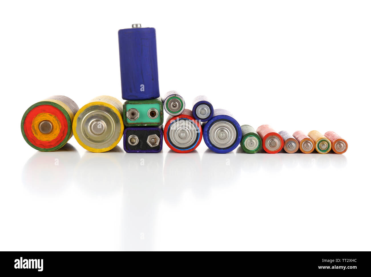 Colorful batteries on blue background hi-res stock photography and ...