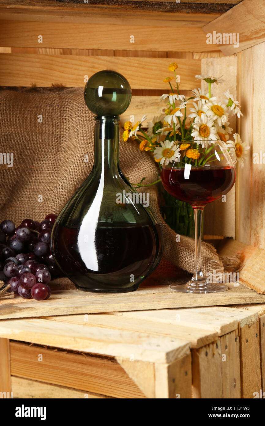 Beautiful still life with bottles of wine Stock Photo - Alamy