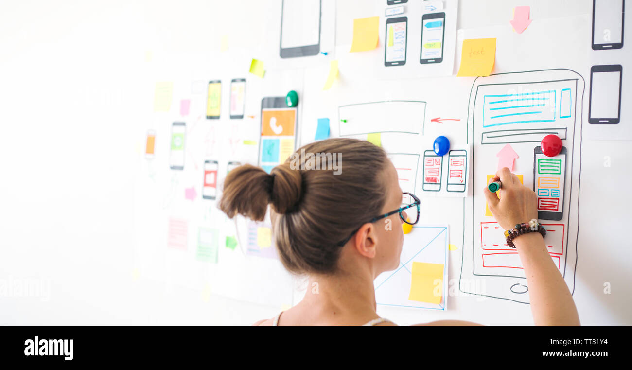 A Young Female Designer Is Developing A Web Application For Mobile