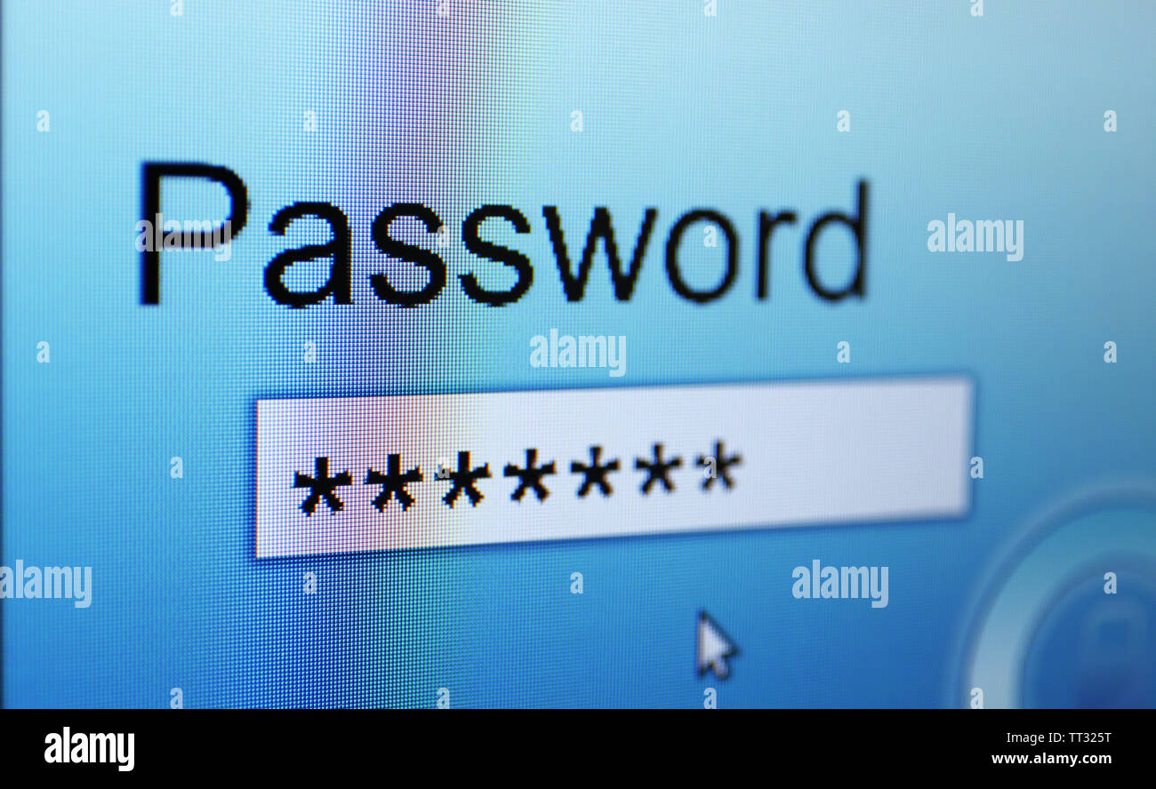 Password on monitor screen Stock Photo - Alamy