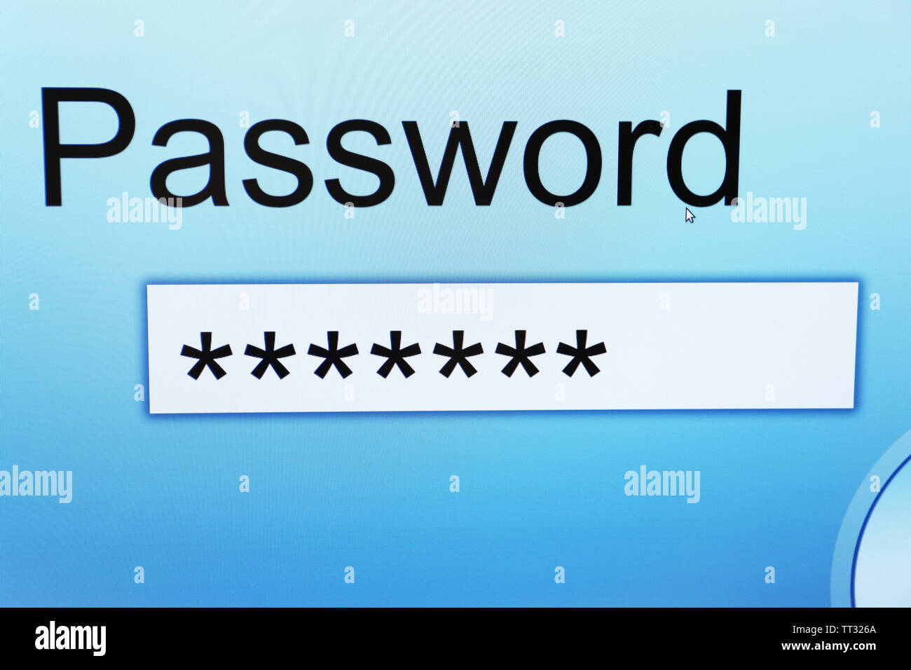 Password on monitor screen Stock Photo - Alamy