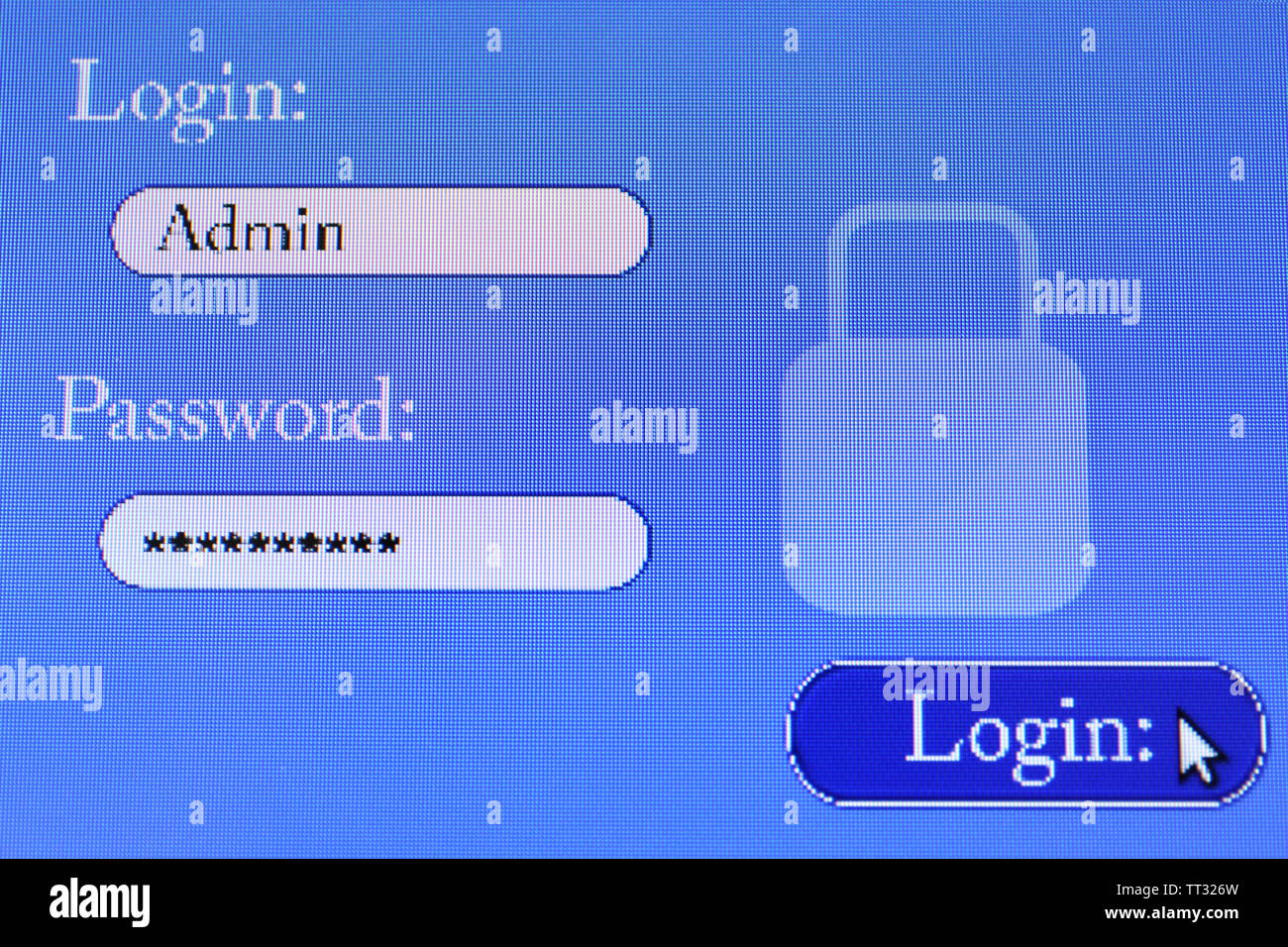 Login and password on monitor screen Stock Photo - Alamy
