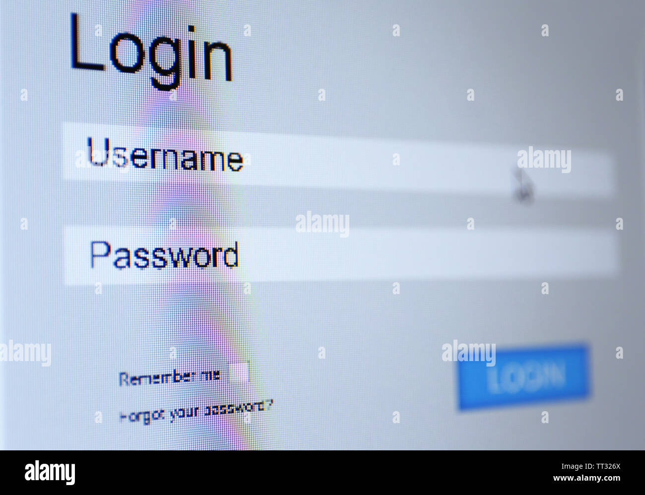 Login and password on monitor screen Stock Photo - Alamy