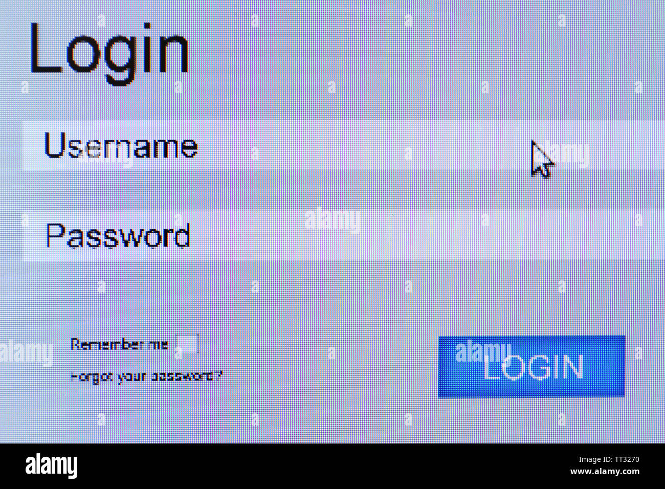 Login and password on monitor screen Stock Photo - Alamy