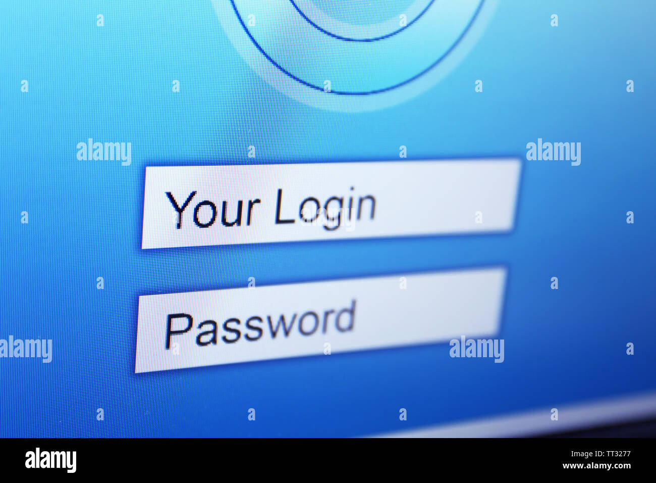 Login and password on monitor screen Stock Photo - Alamy