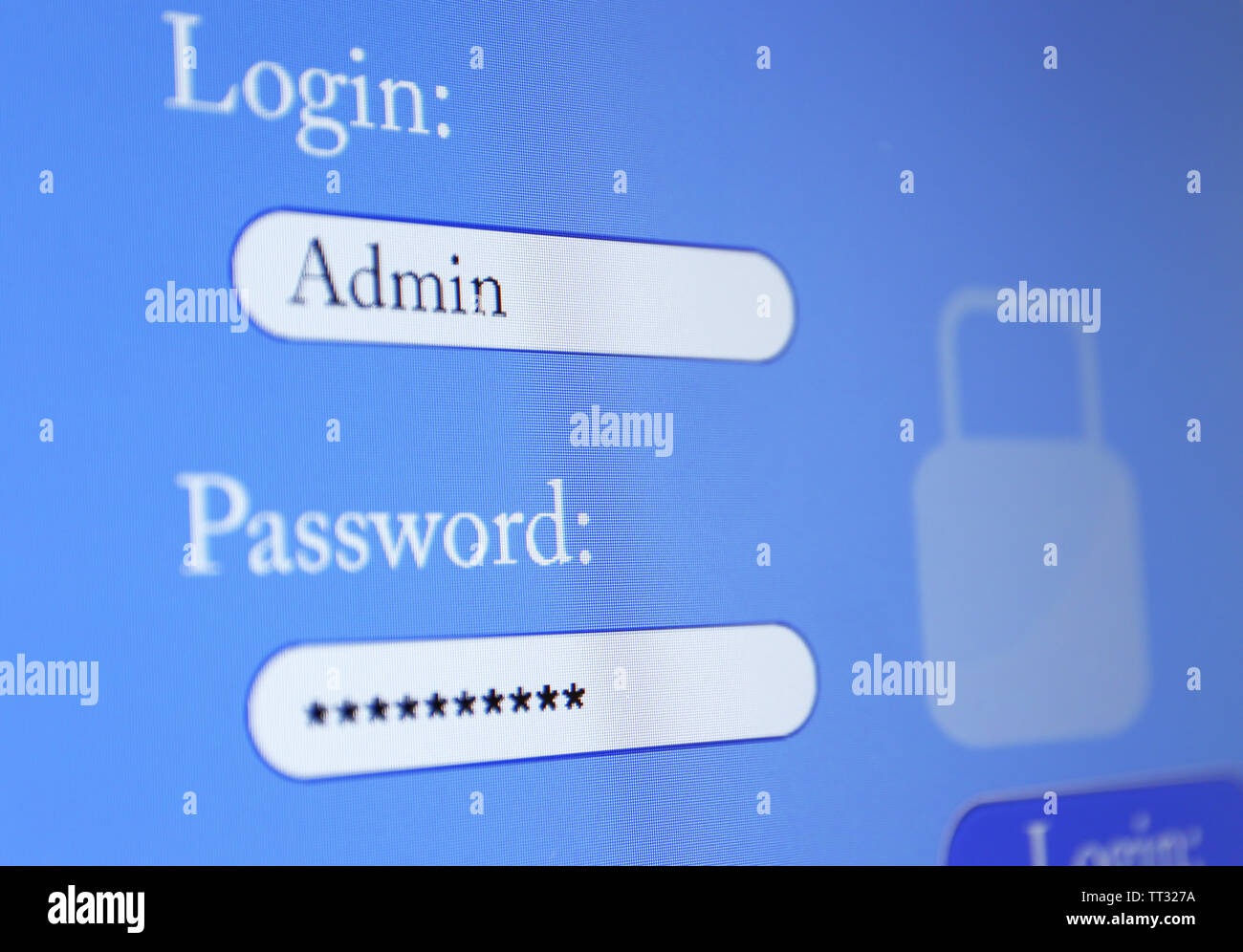 Login and password on monitor screen Stock Photo - Alamy