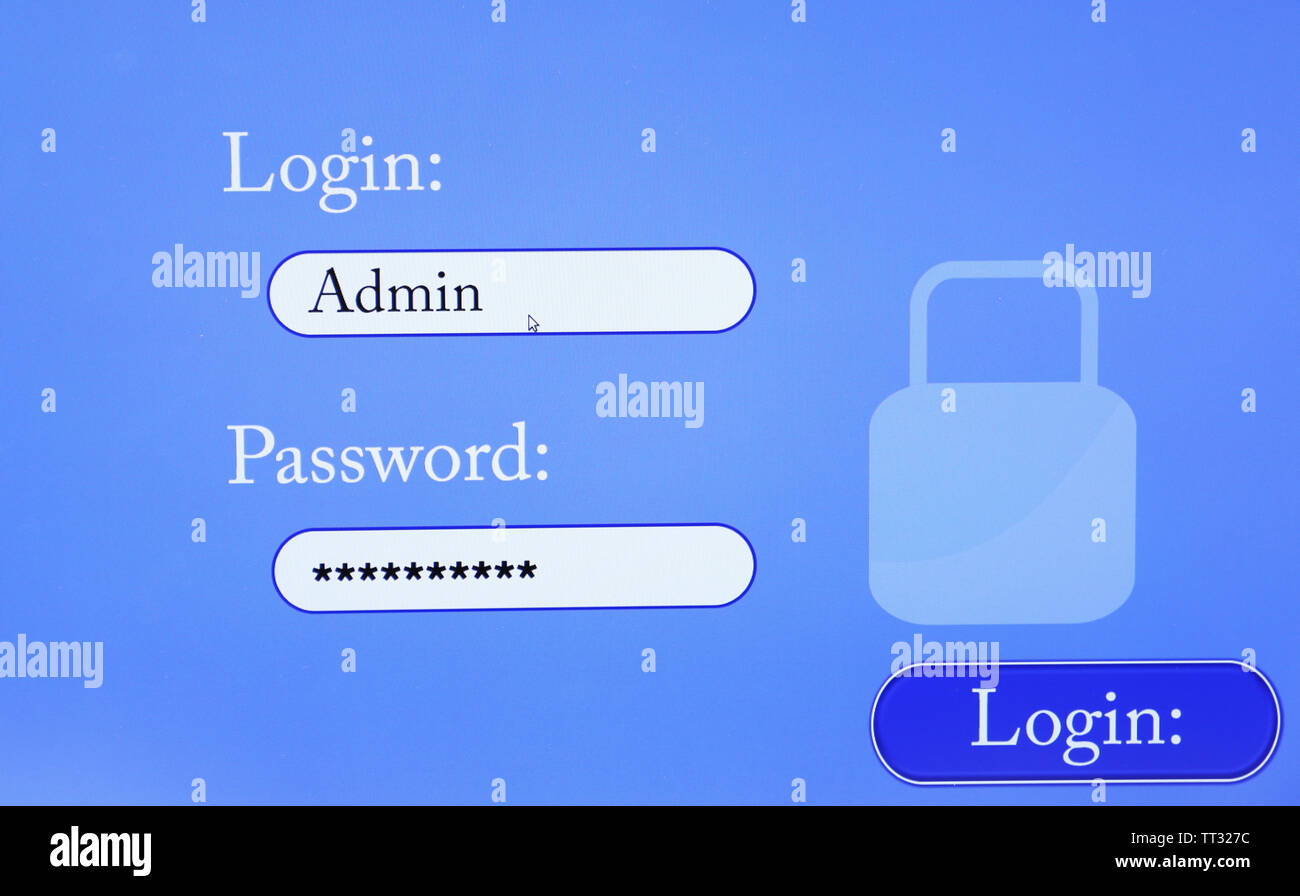Login and password on monitor screen Stock Photo - Alamy