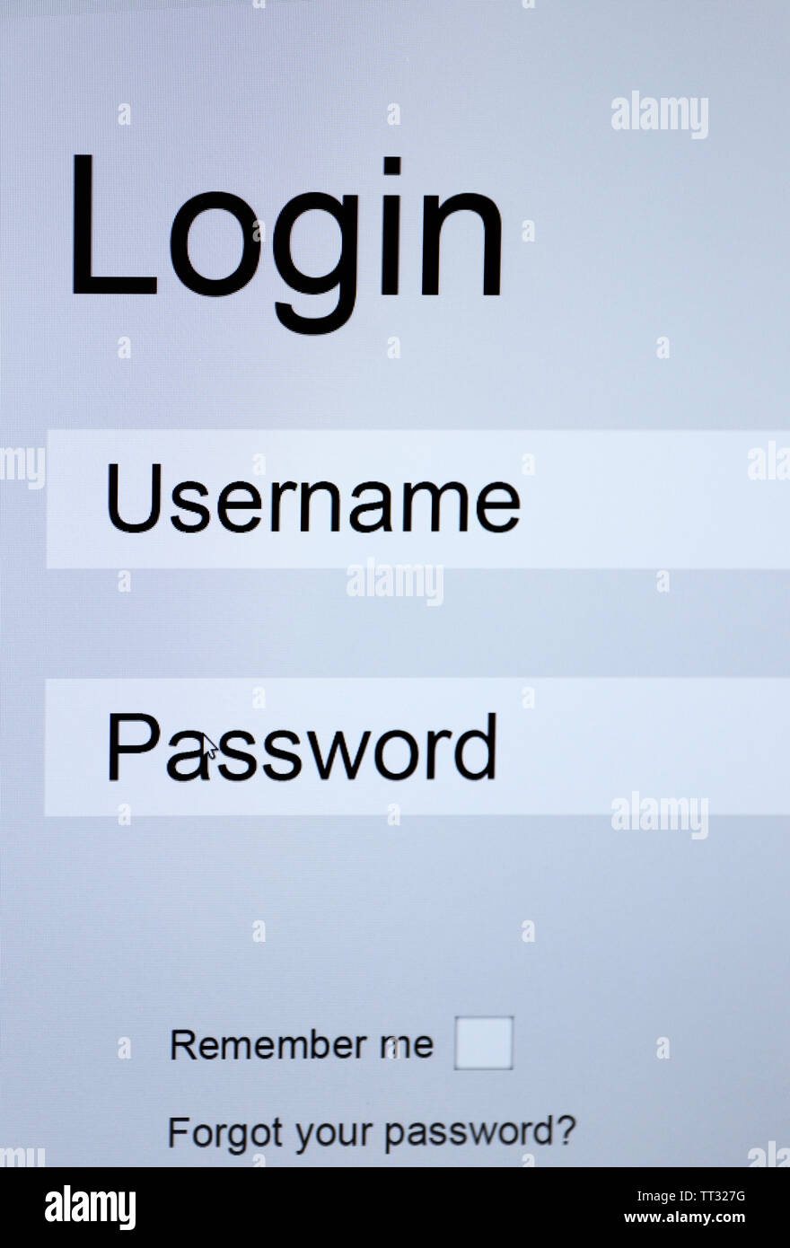 Login and password on monitor screen Stock Photo - Alamy