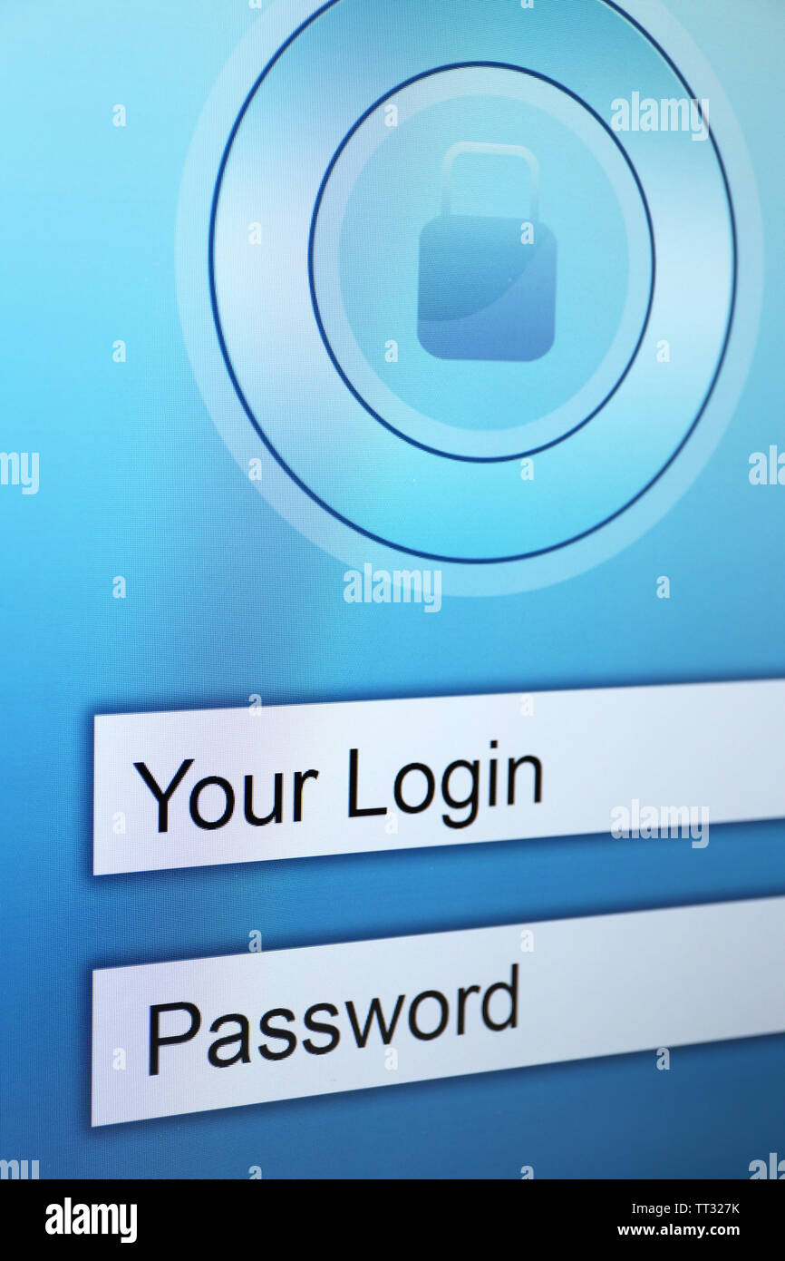 Login and password on monitor screen Stock Photo - Alamy