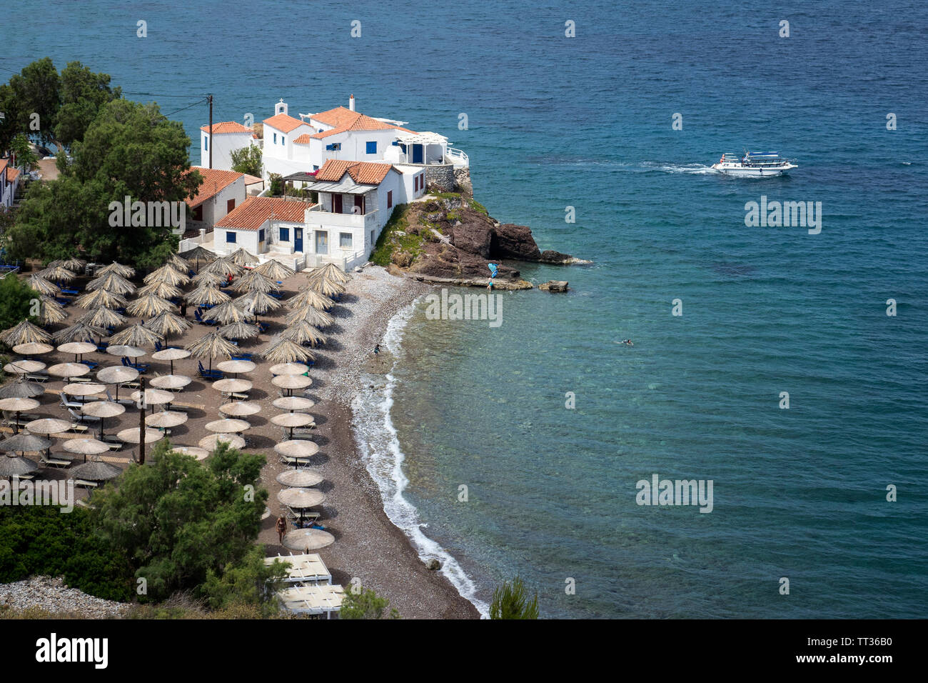 Greece, Saronic Islands, Hydra, Vlichos beach Stock Photo - Alamy