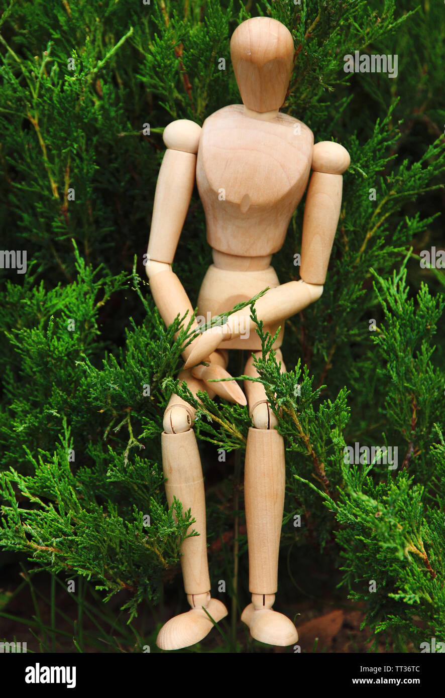 Wooden pose puppet outdoors Stock Photo - Alamy