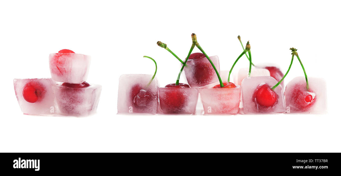 Cherry in ice cube isolated on white Stock Photo - Alamy