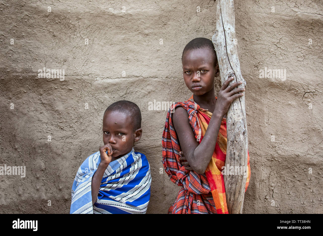 Same, Tanzania, 5th June, 2019: young Maasai in front of her home Stock ...
