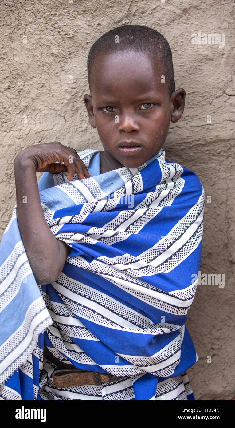 Same, Tanzania, 5th June, 2019: young Maasai in front of her home Stock ...