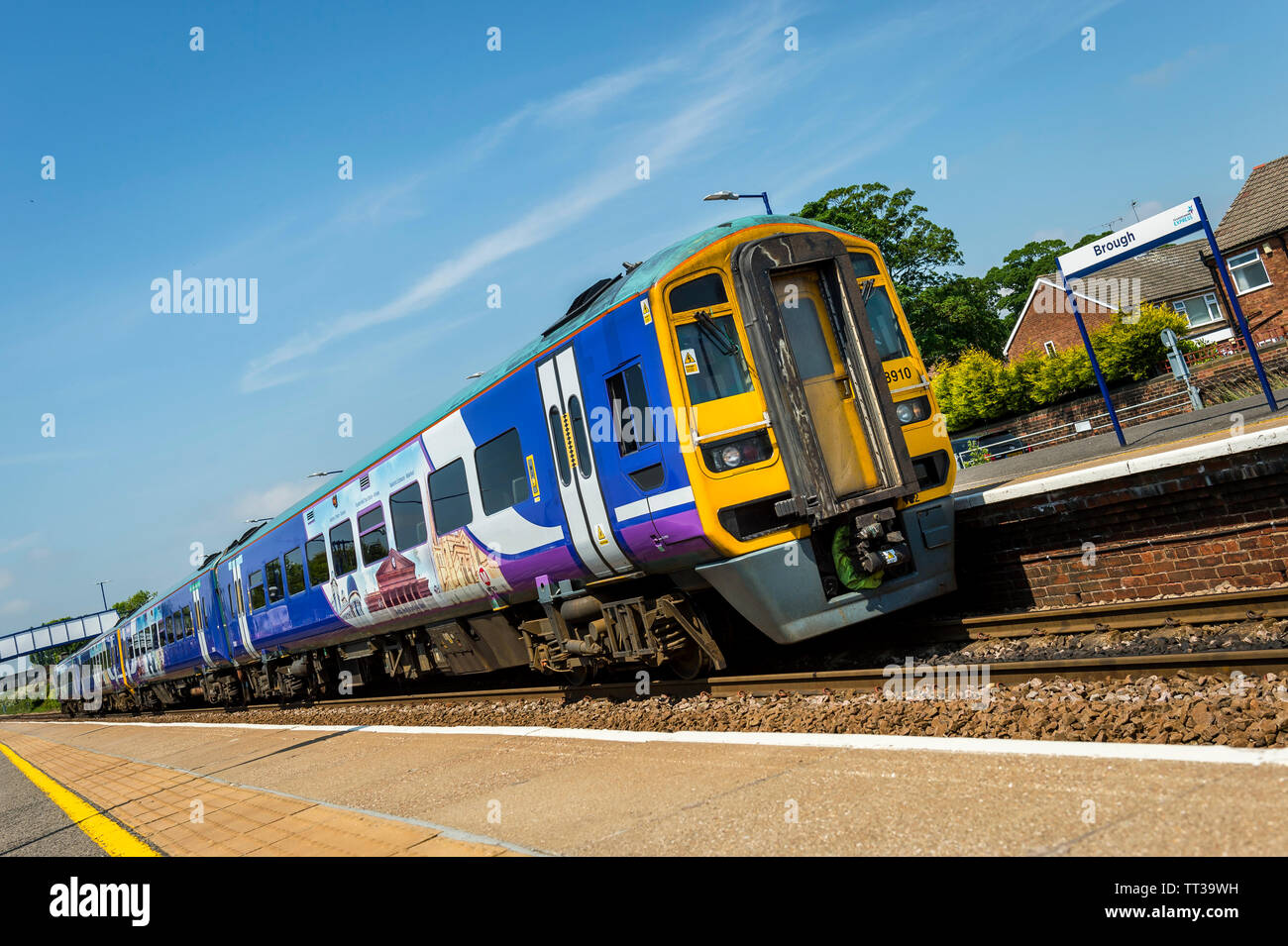A Northern Rail class 158 passenger train at Brough railway station ...