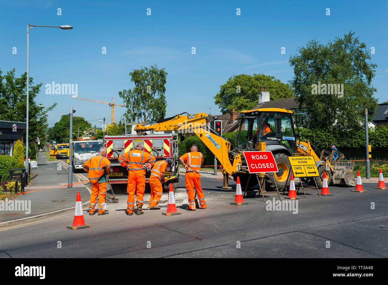 Road closed due to roadworks in United Kingdom Stock Photo - Alamy