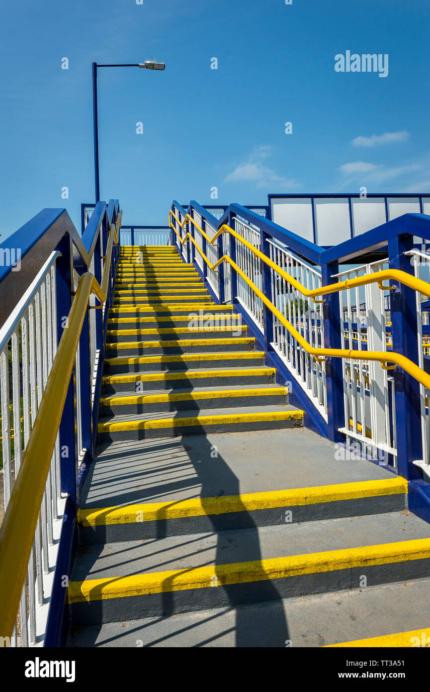 Staircase leading to a bridge crossing the track at Brough railway ...