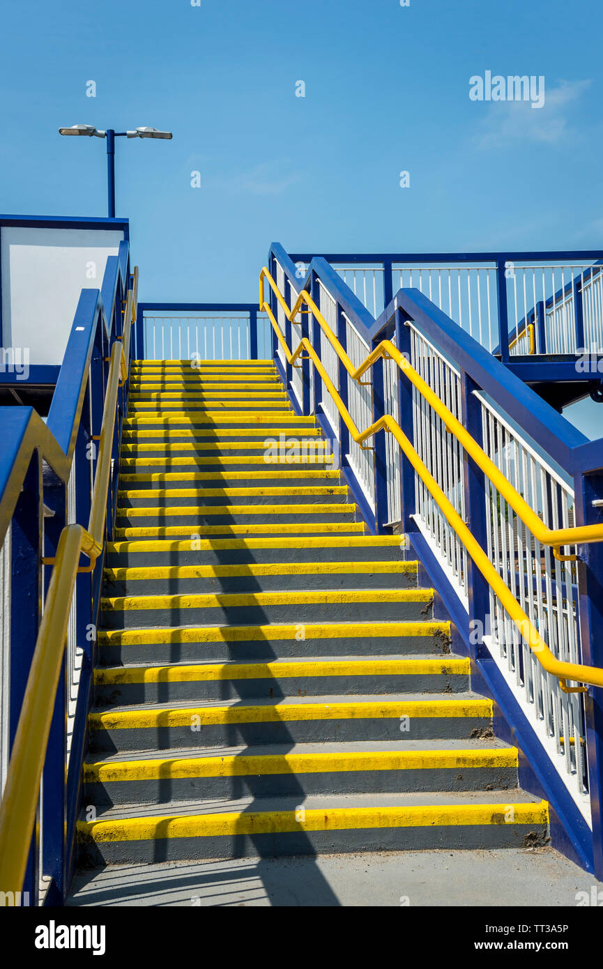 Staircase leading to a bridge crossing the track at Brough railway ...