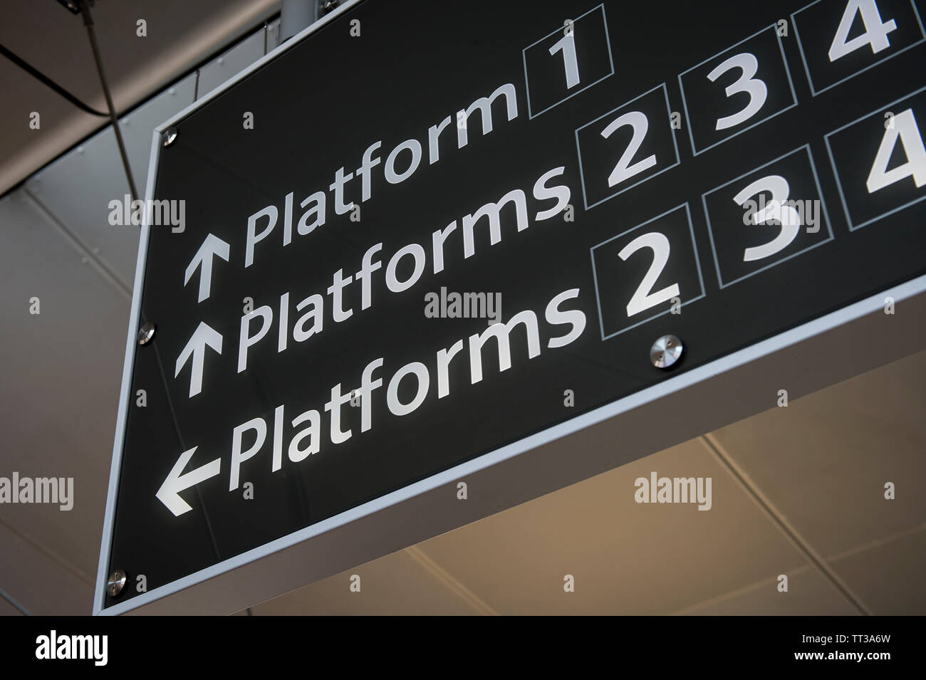 Platform information sign at London Blackfriars Railway Station, London ...