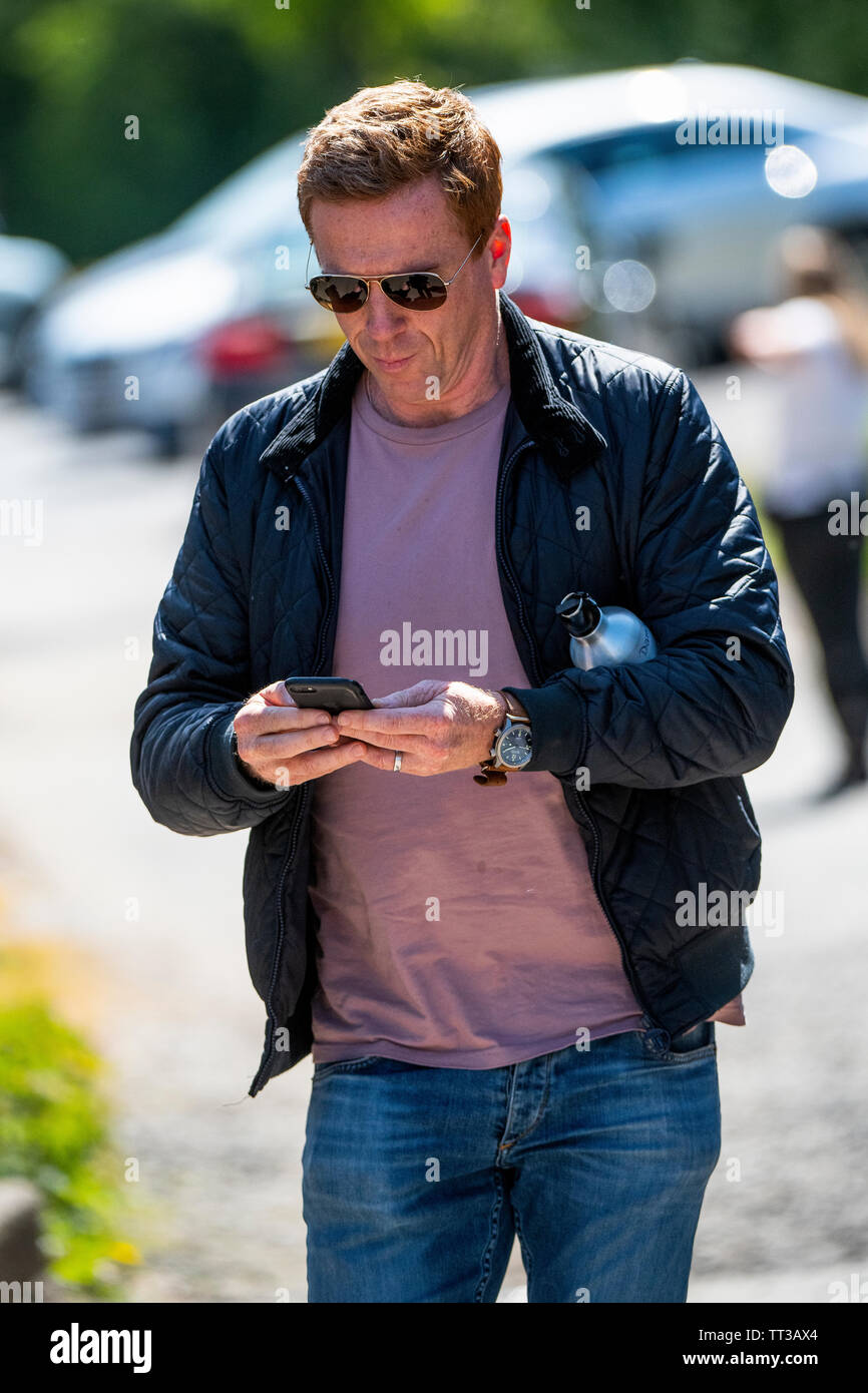 Actor Damian Lewis arrives on set during the filming of 'Dream Horse ...