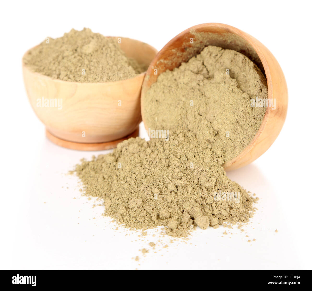 Dry henna powder in bowls, isolated on white Stock Photo - Alamy