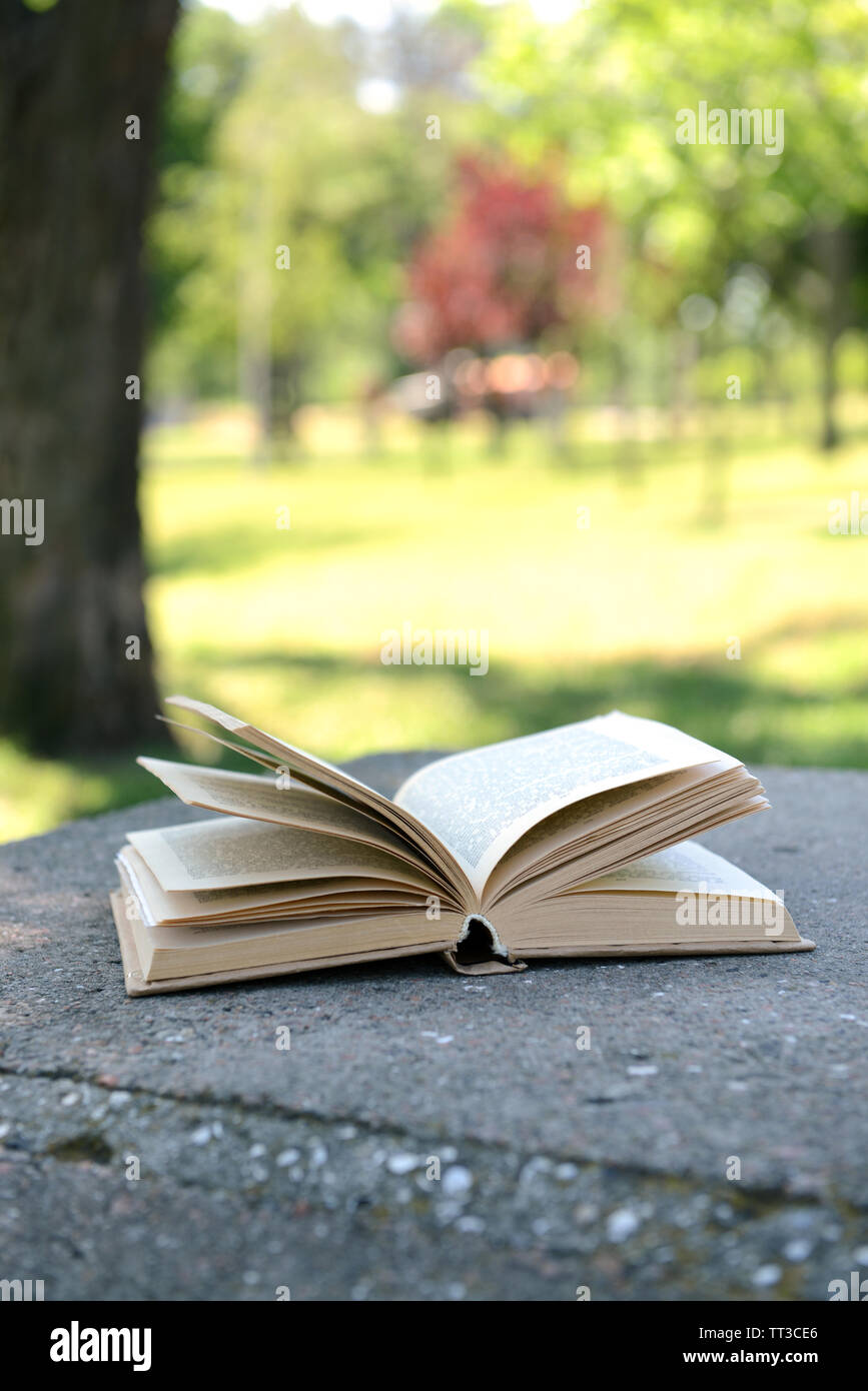 Open book in park outdoors Stock Photo - Alamy
