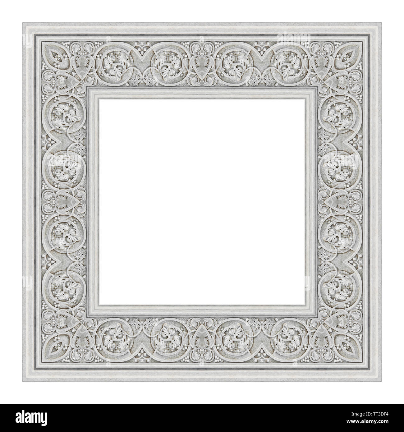 Detail of an old Italian molding stone eaves with foliage and plants ...