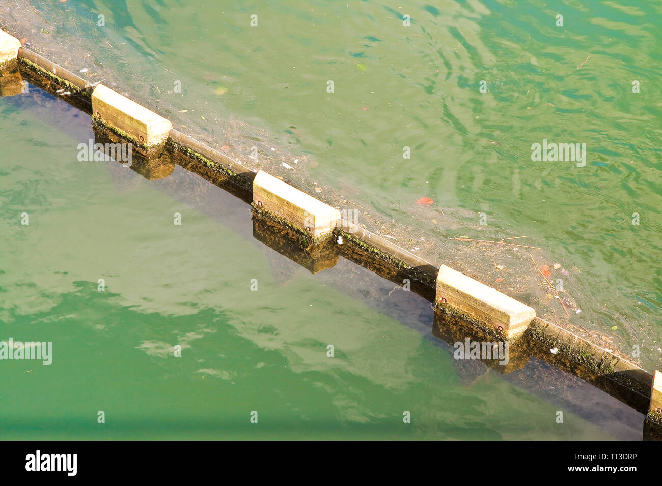 Floating anti pollution barrier in modular plastic elements Stock Photo ...