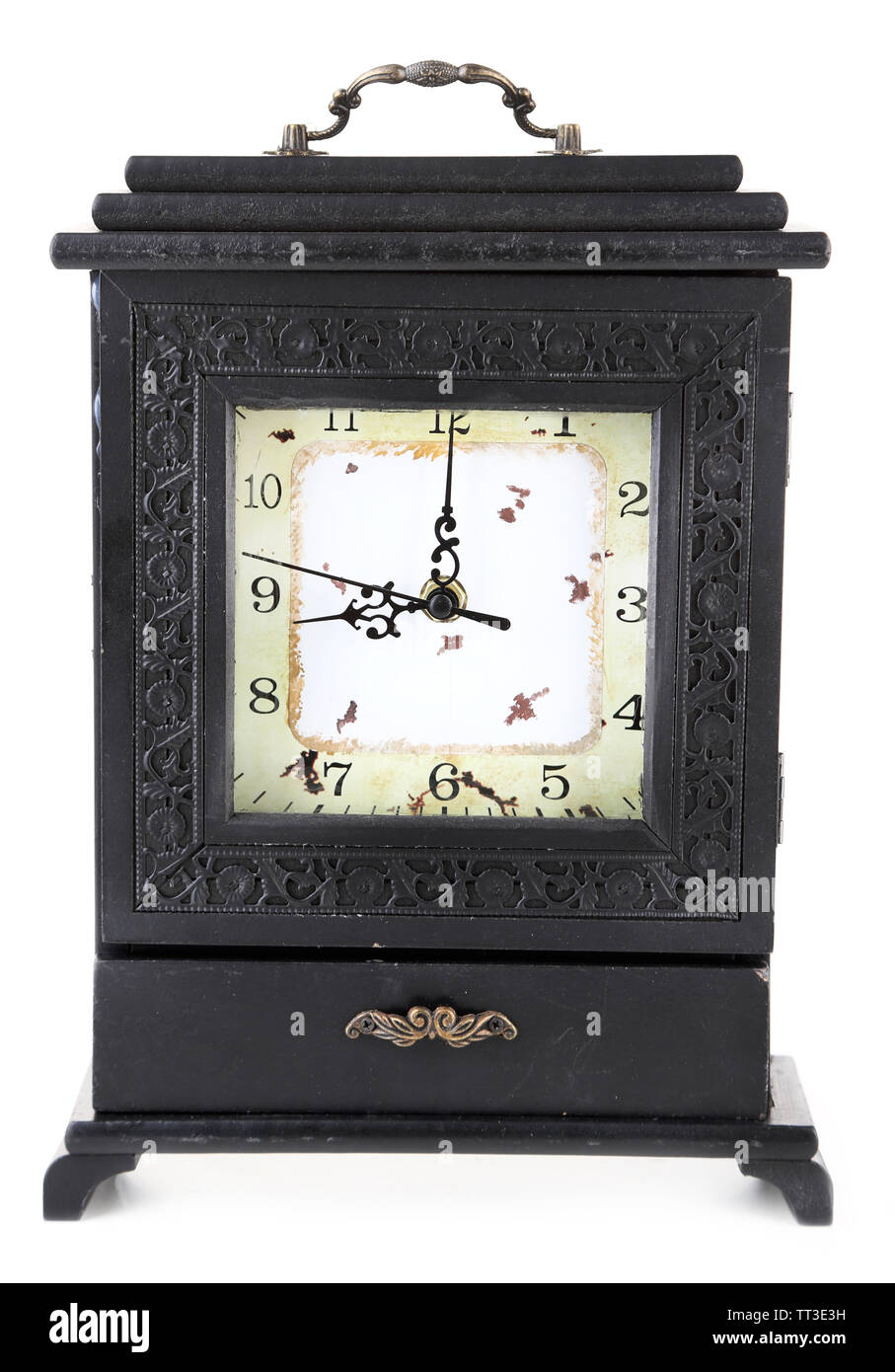 Old retro clock, isolated on white Stock Photo - Alamy