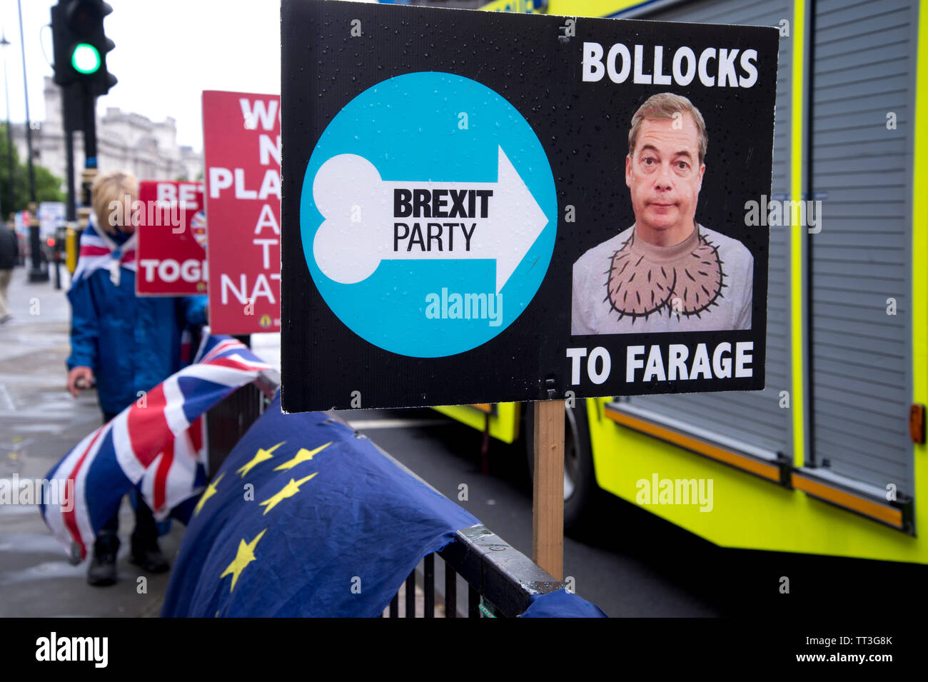 Parliament Square. Protest by Remain supporters . A placard saying ...