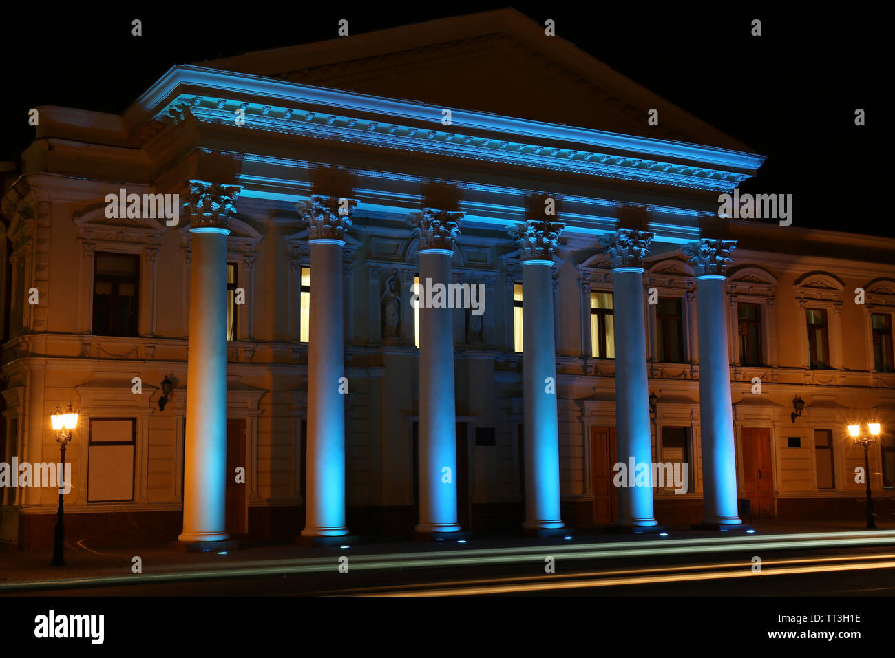 Theater building at night Stock Photo - Alamy