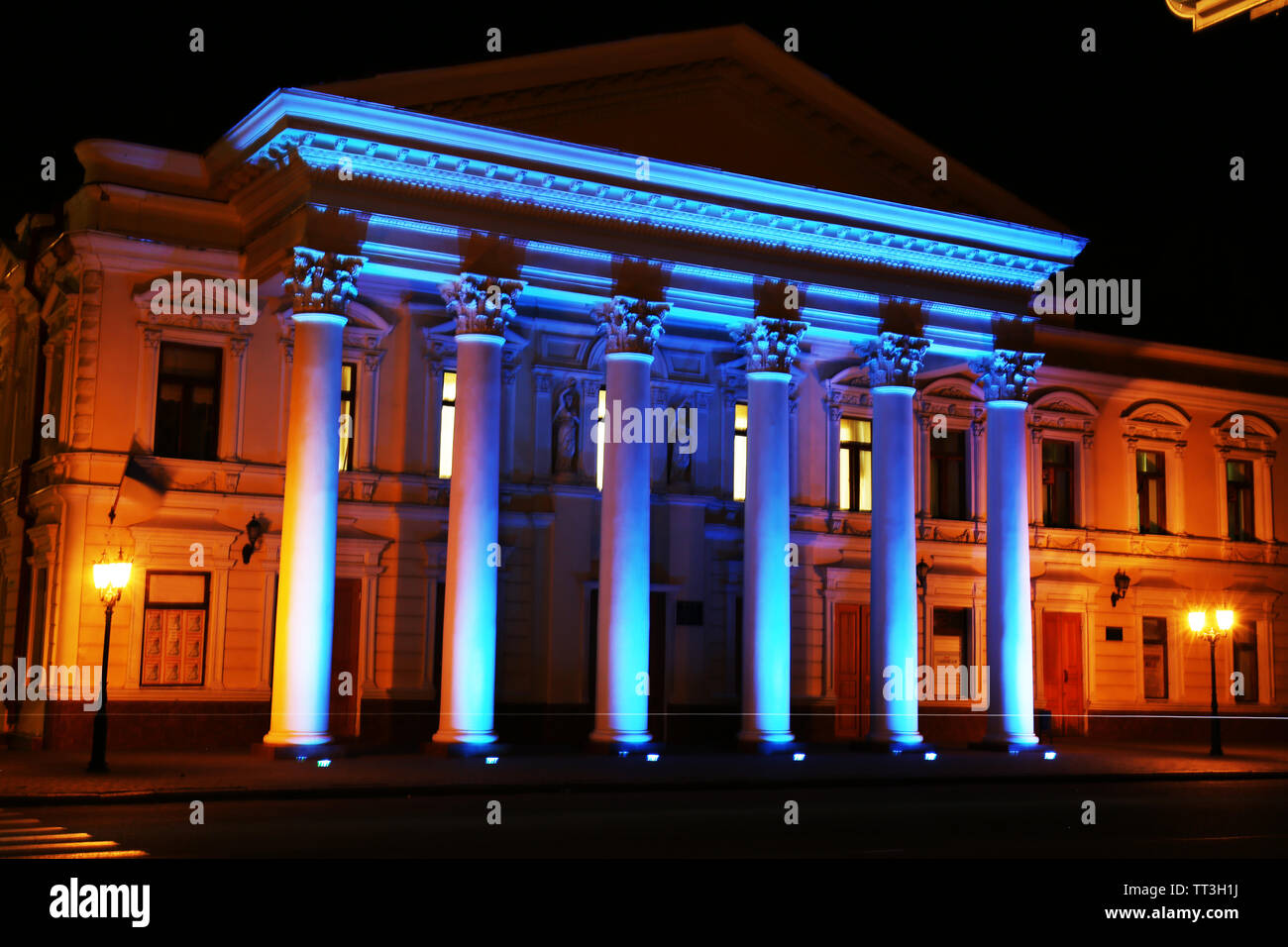 Theater building at night Stock Photo - Alamy