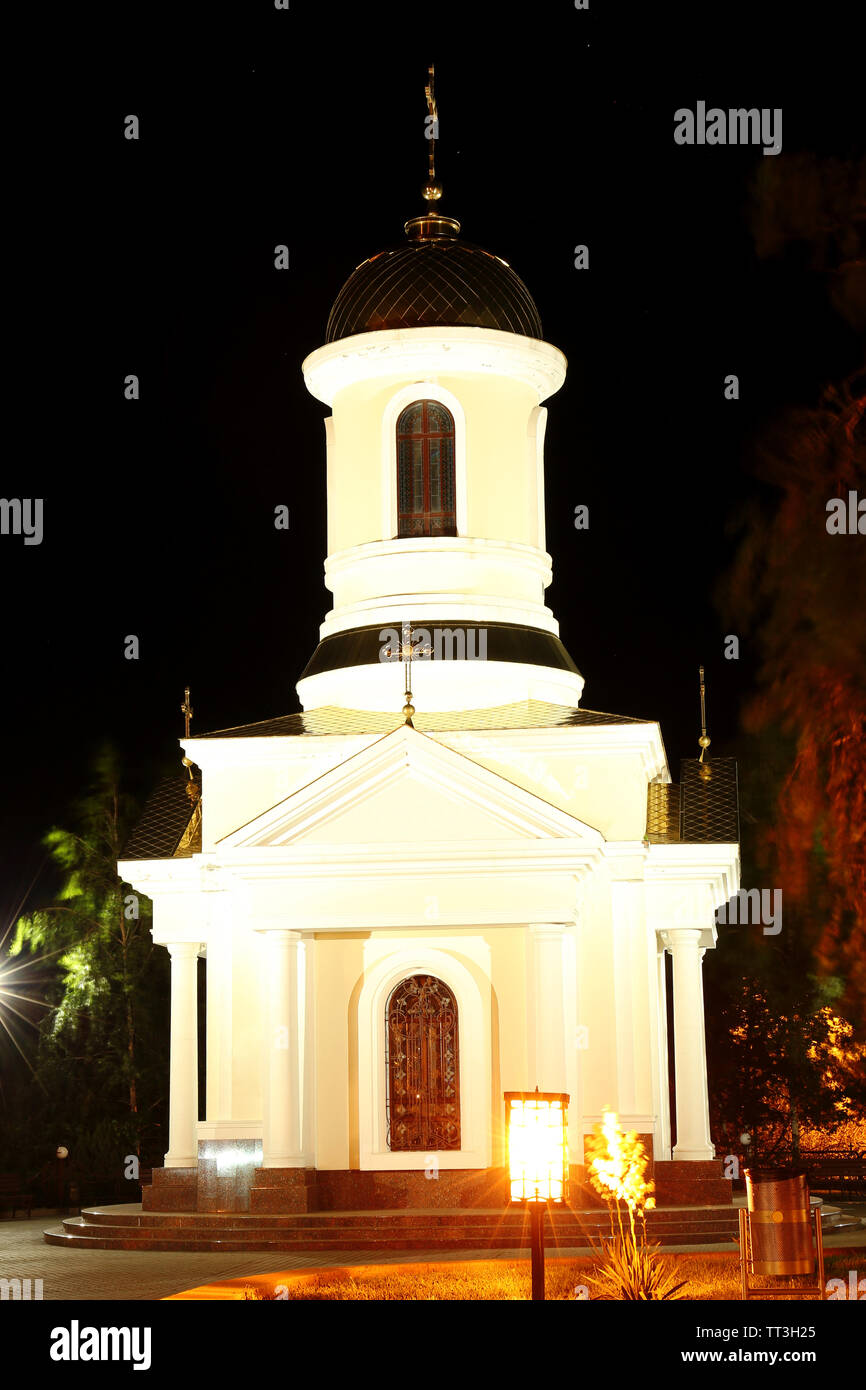 Church night view in city Stock Photo - Alamy