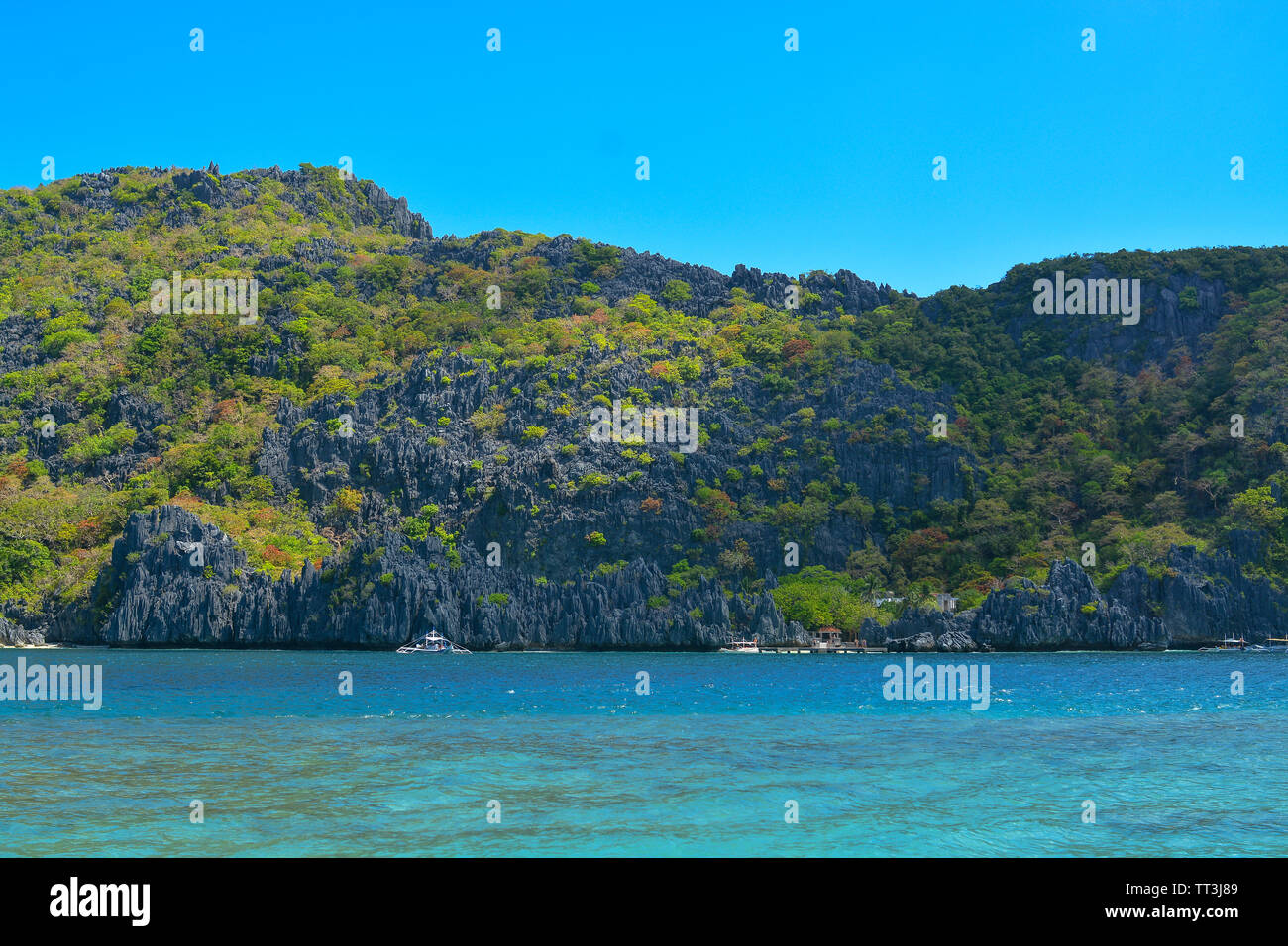 Nature landscape view of the sea and mountains. Traveling to ...