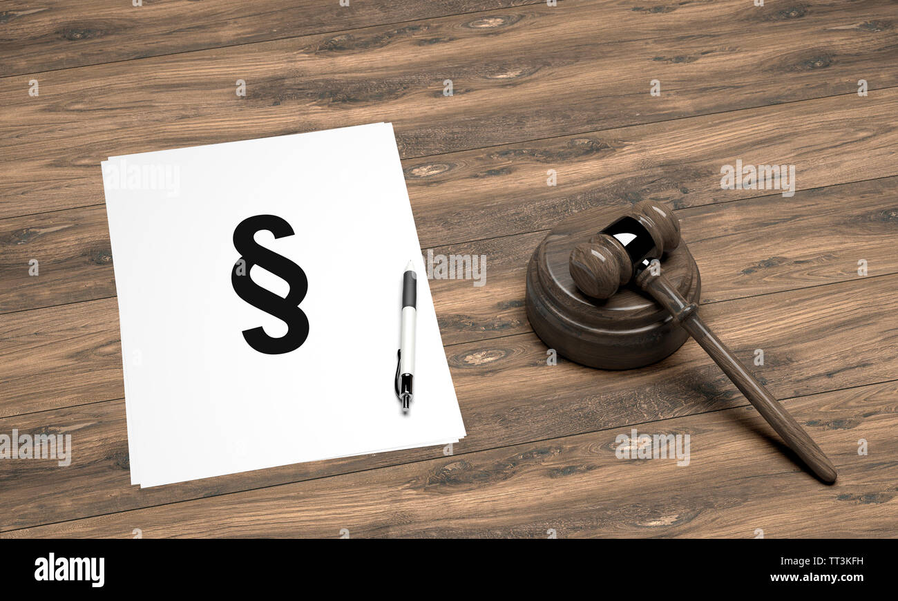 graphic symbol for law on table - Illustration Stock Photo - Alamy