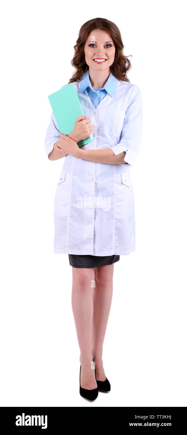 Young beautiful doctor isolated on white Stock Photo - Alamy